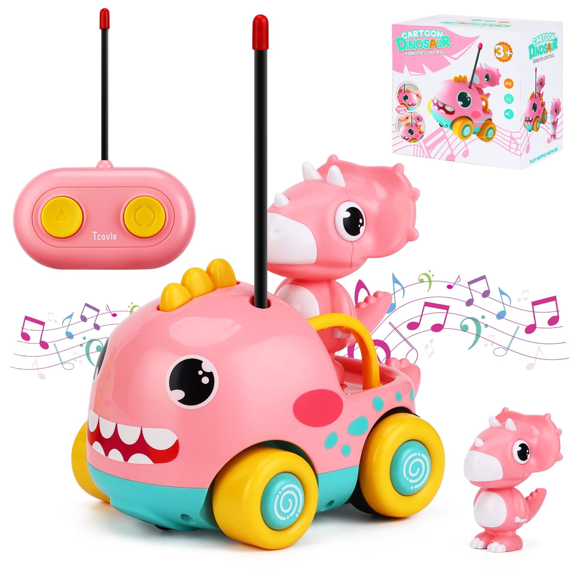 Tcovle Remote Control Car for Toddlers, RC Dinosaur Chasers Cars with ...