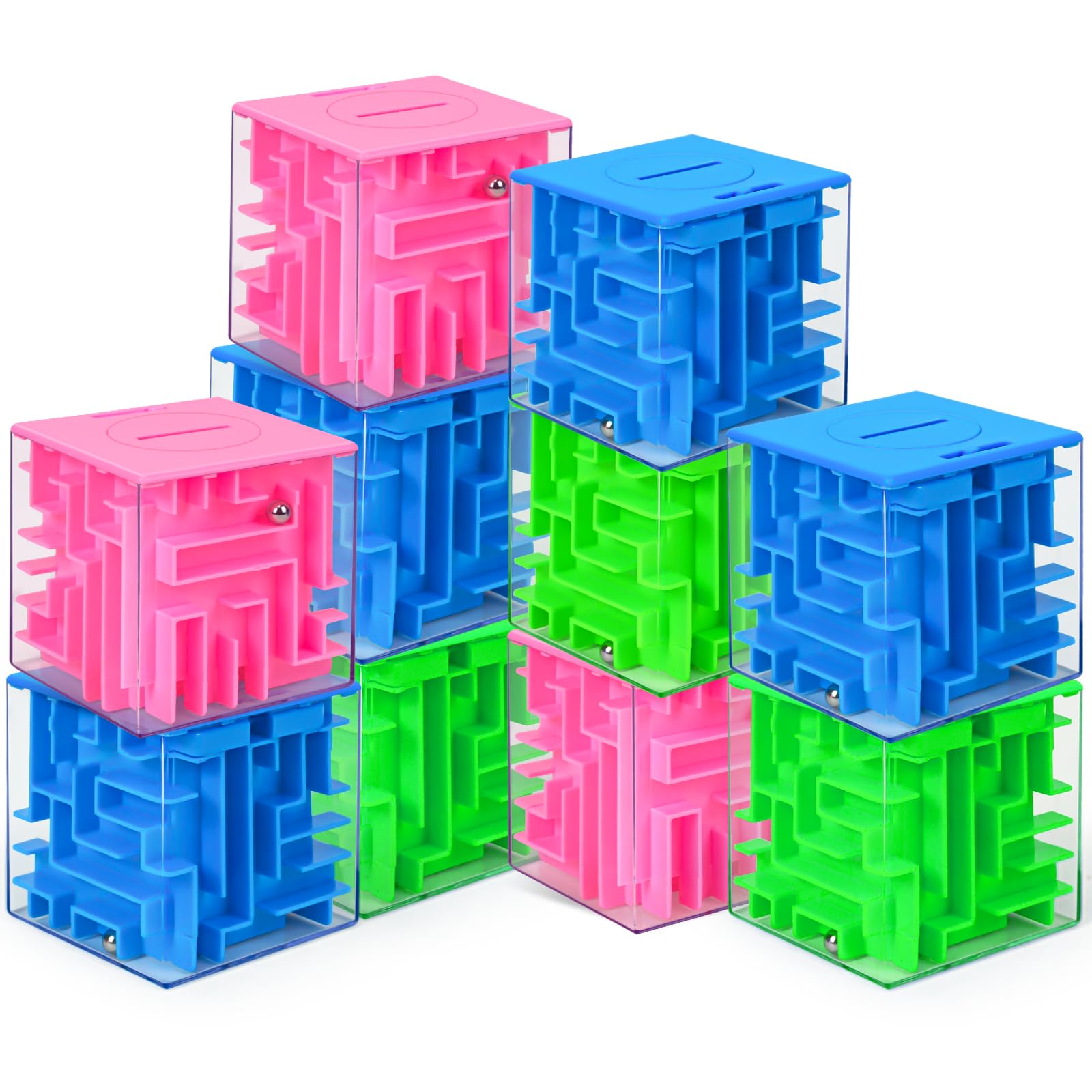 Tcvents 10 Pack Money OIF8 Maze Puzzle Gift Boxes(3 Colors), 3D Mazes Magic Cube Money Puzzle ...
