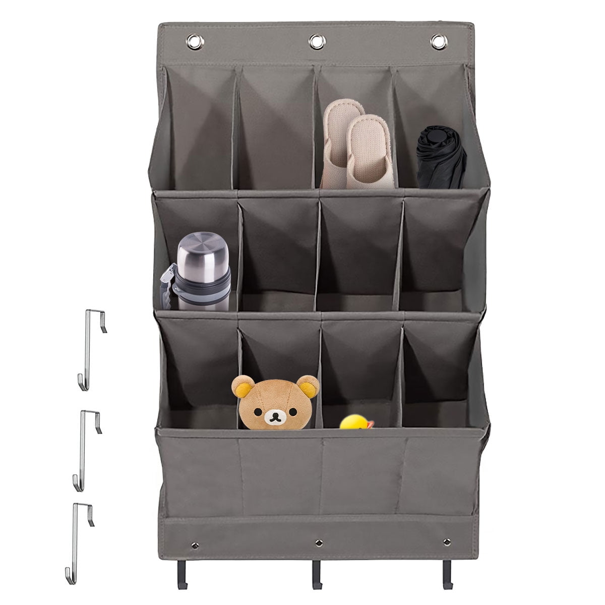 Tcwhniev 12-Pocket Shoe Organizer, Door/Wall Mounted Gray Storage Bag ...