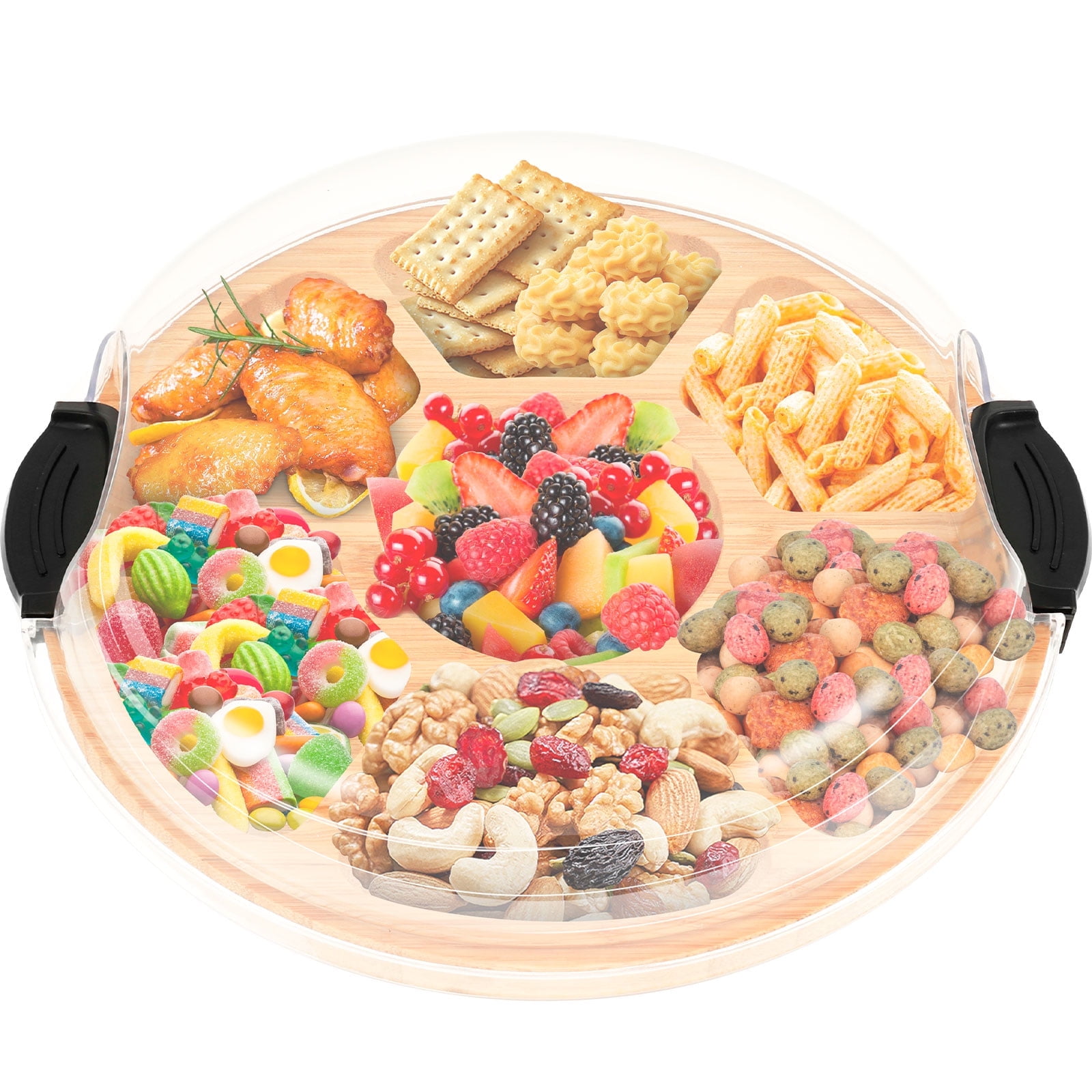 Tcwhniev Charcuterie Board with Lid Handle Travel Portable Cheese Board ...