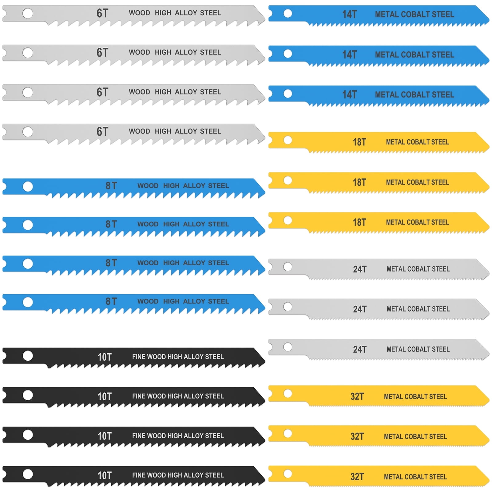 Tcwhniev 24pcs Contractor Jigsaw Blades Set with Storage Case, Assorted ...