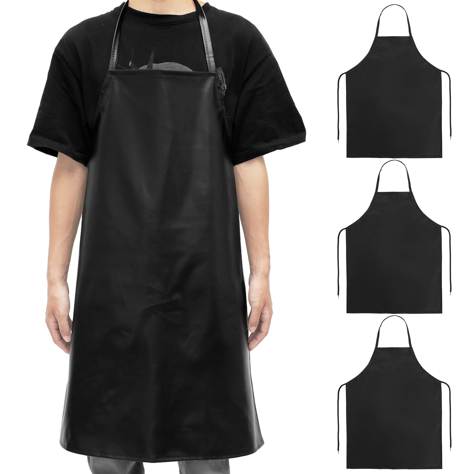 Tcwhniev 4 Pack Black Aprons for Women and Men Chef, Waterproof ...