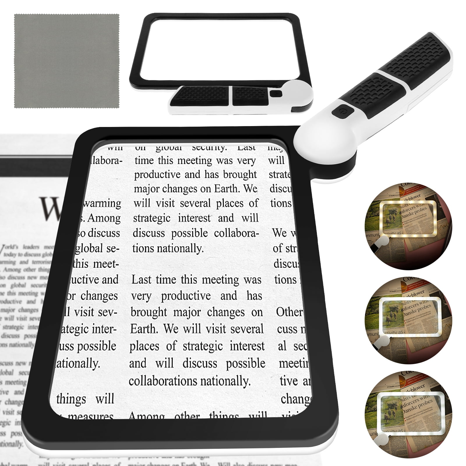 Tcwhniev 5X Magnifying Glass, Foldable, 48 LED Lights, High Clarity ...