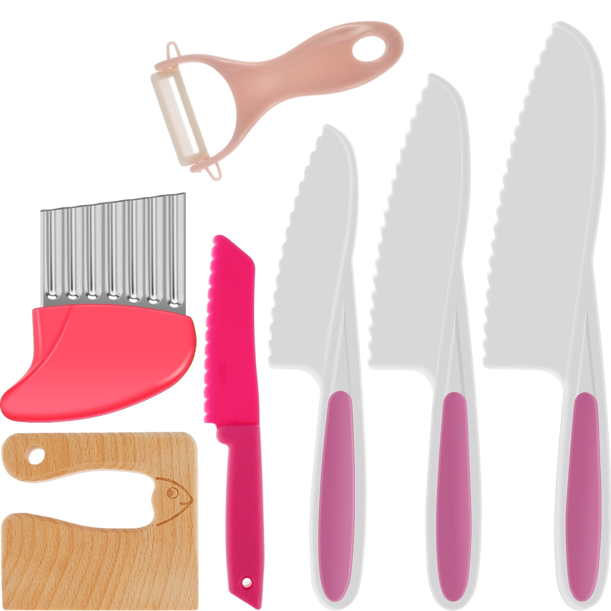 Tcwhniev Toddler Safe Kitchen Cutting Kit, 7pcs Kids Cooking Cutter Set ...