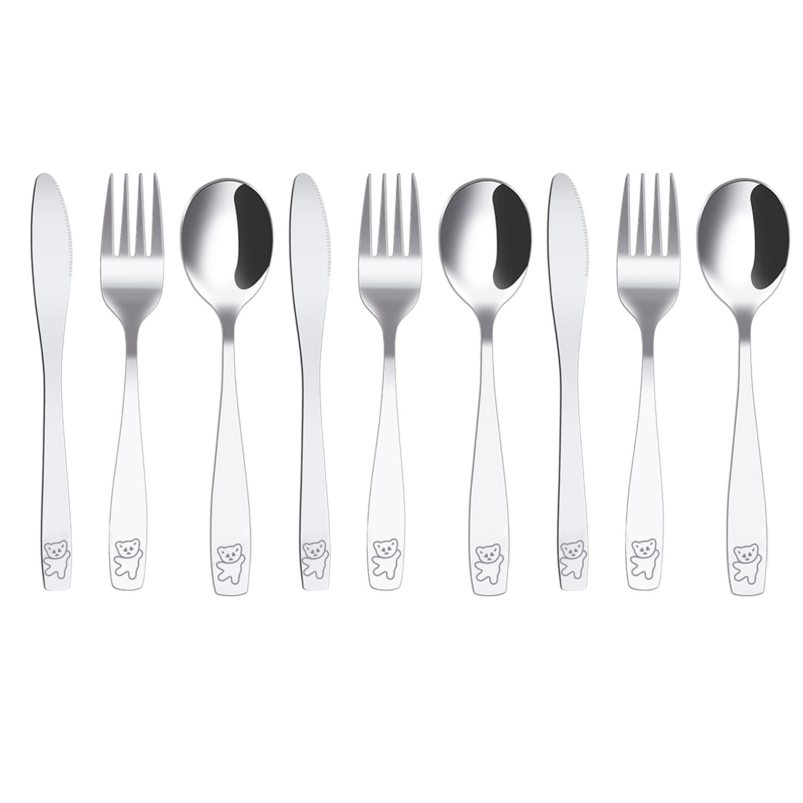Tcwhniev 9Pcs Kids Silverware Set, Stainless Steel Toddler Utensils ...