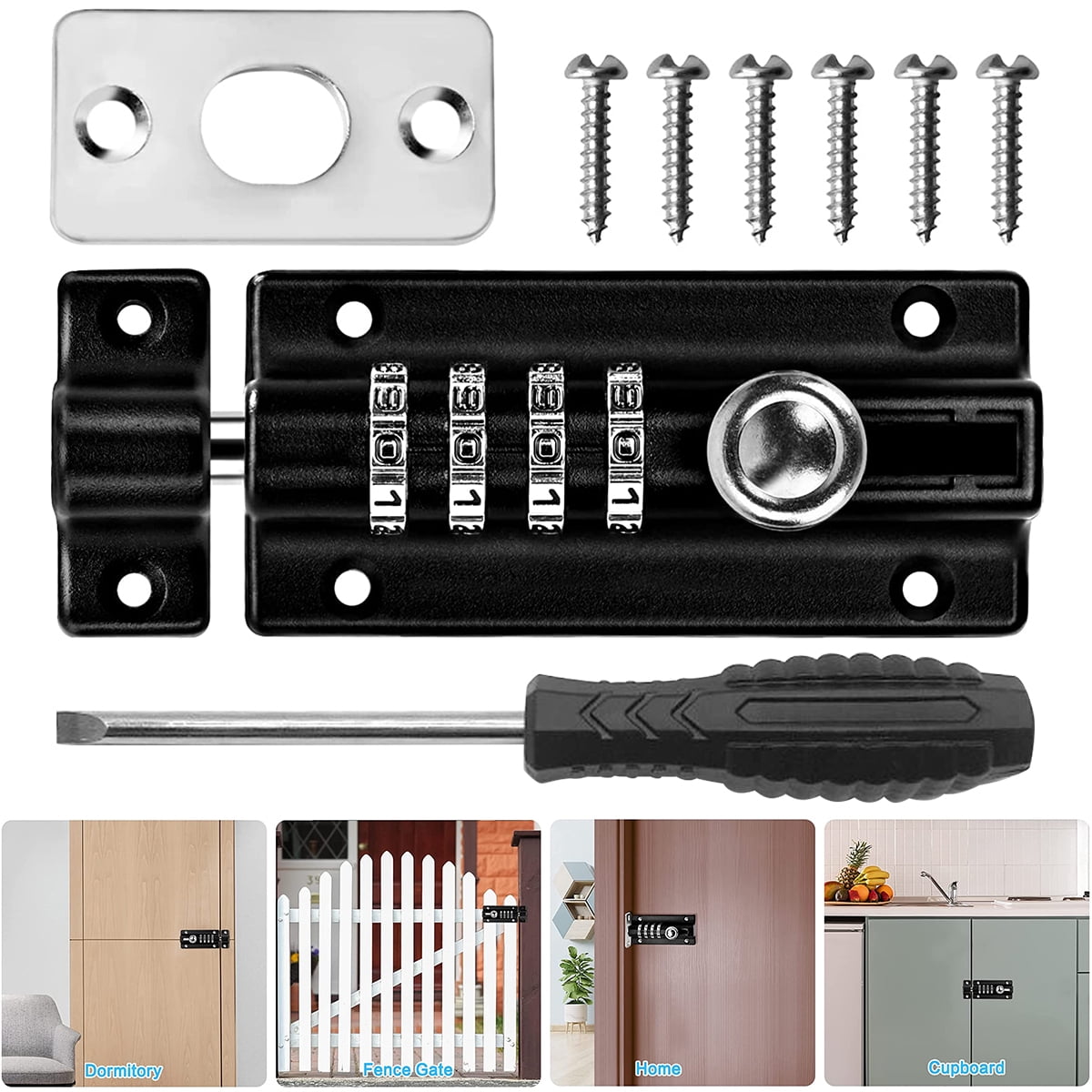 Tcwhniev Combination Bolt Lock Stainless Steel 4 Digit Pin Code Door ...