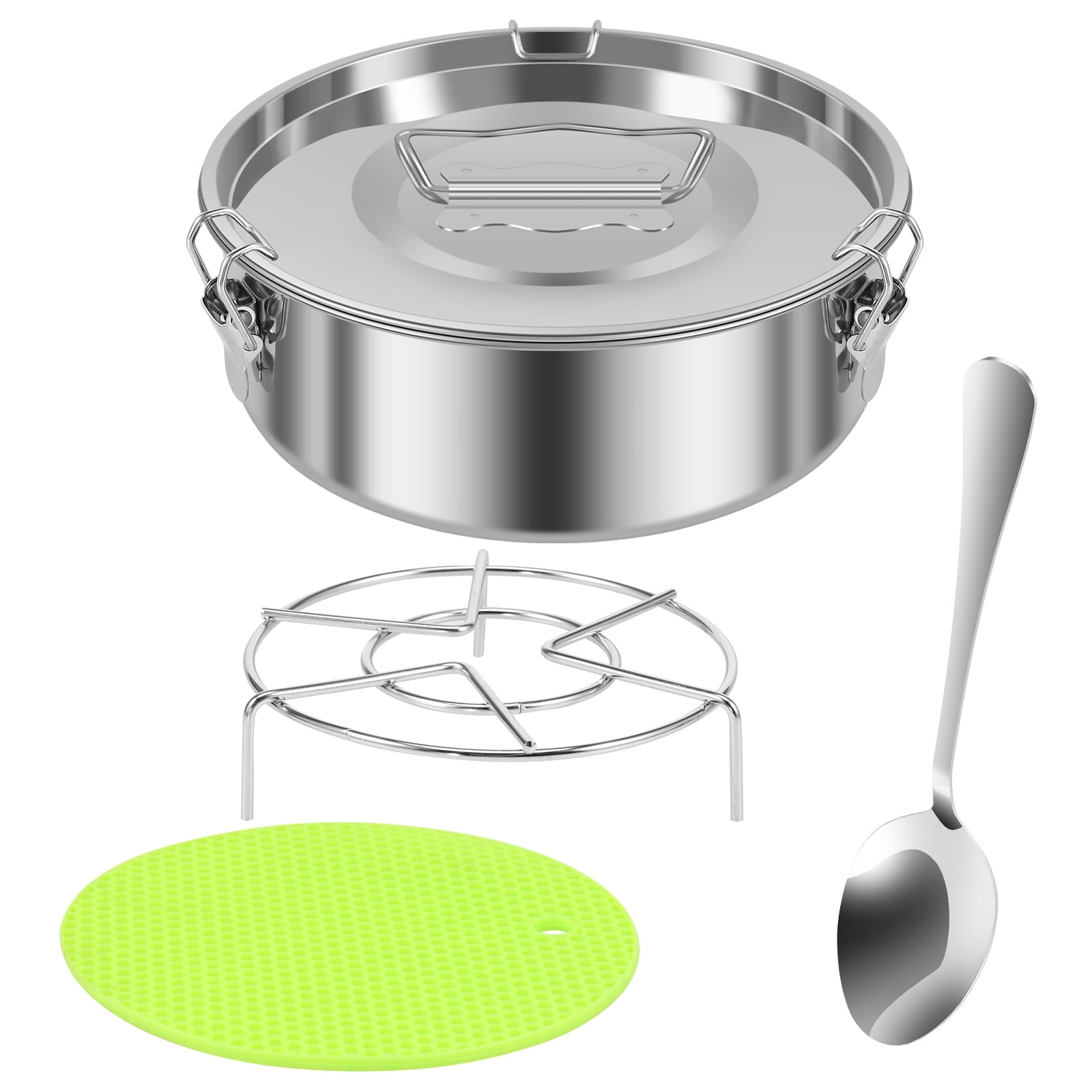 Tcwhniev 7.5in Flan Mold with Lid and Handle Stainless Steel Flan Pan ...