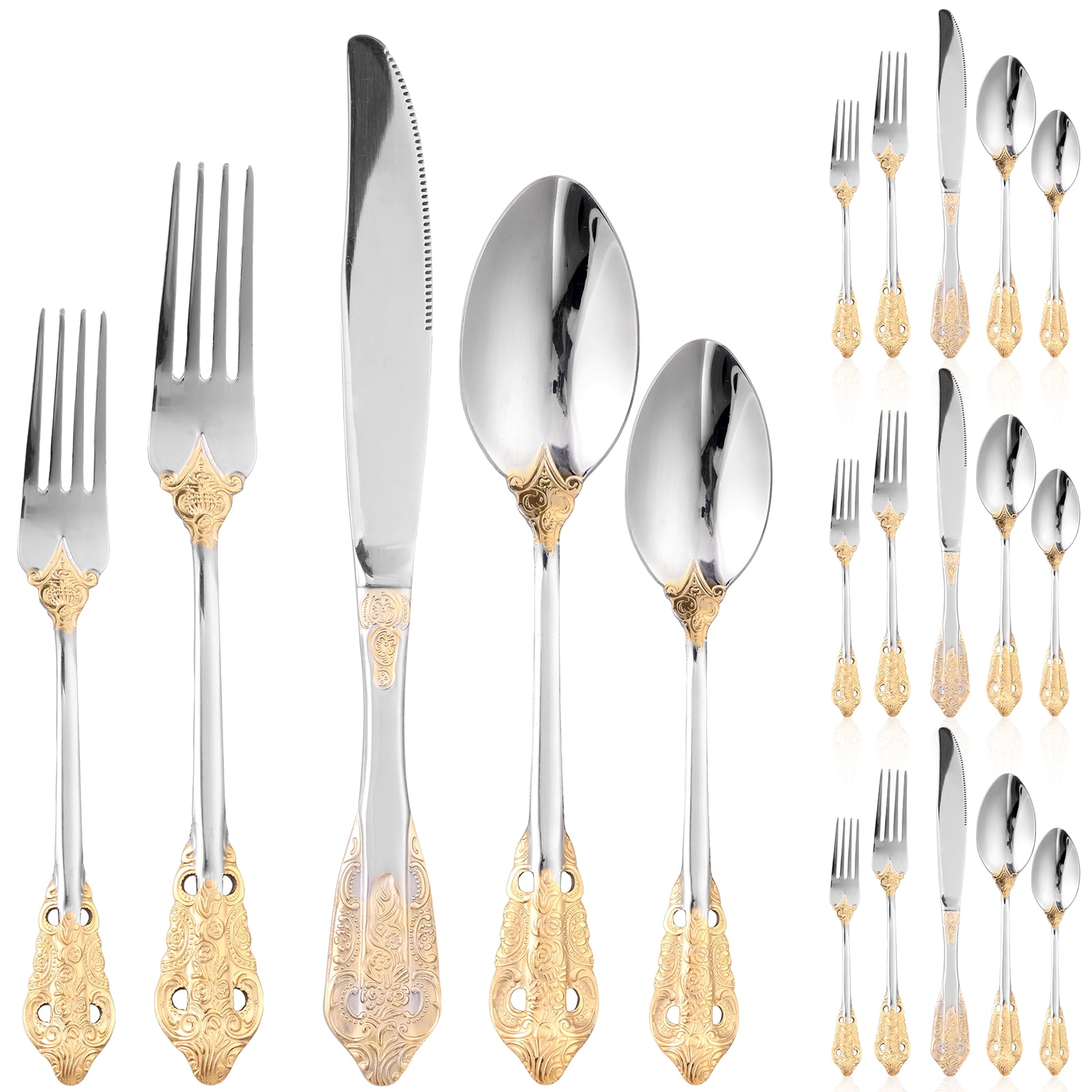 20Pcs Stainless Steel Flatware,4 Fine Silverware Set with Matte Polish ...