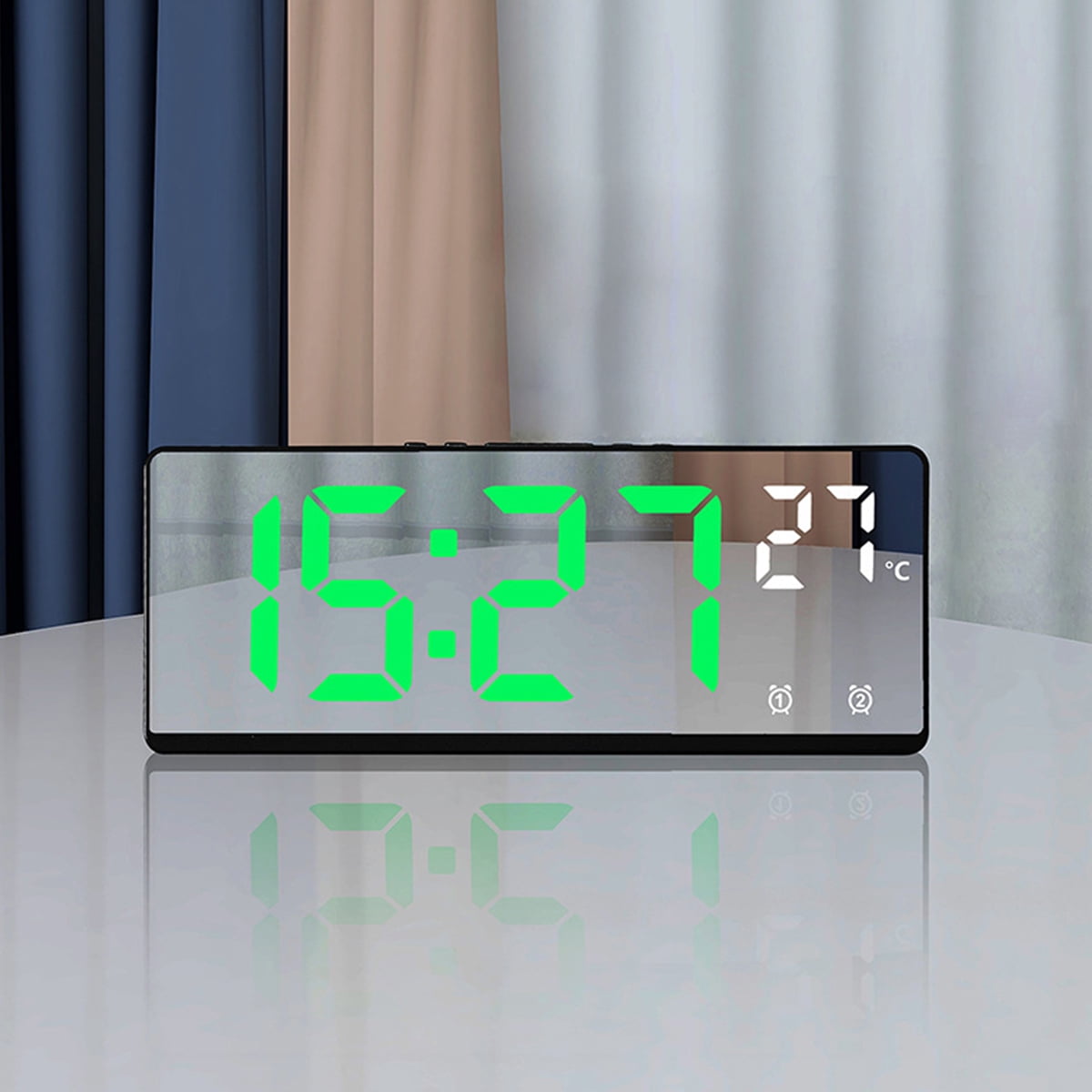 Tcwhniev 6.8" LED Digital Alarm Clock, Dual Alarm, Date & Temp Display ...