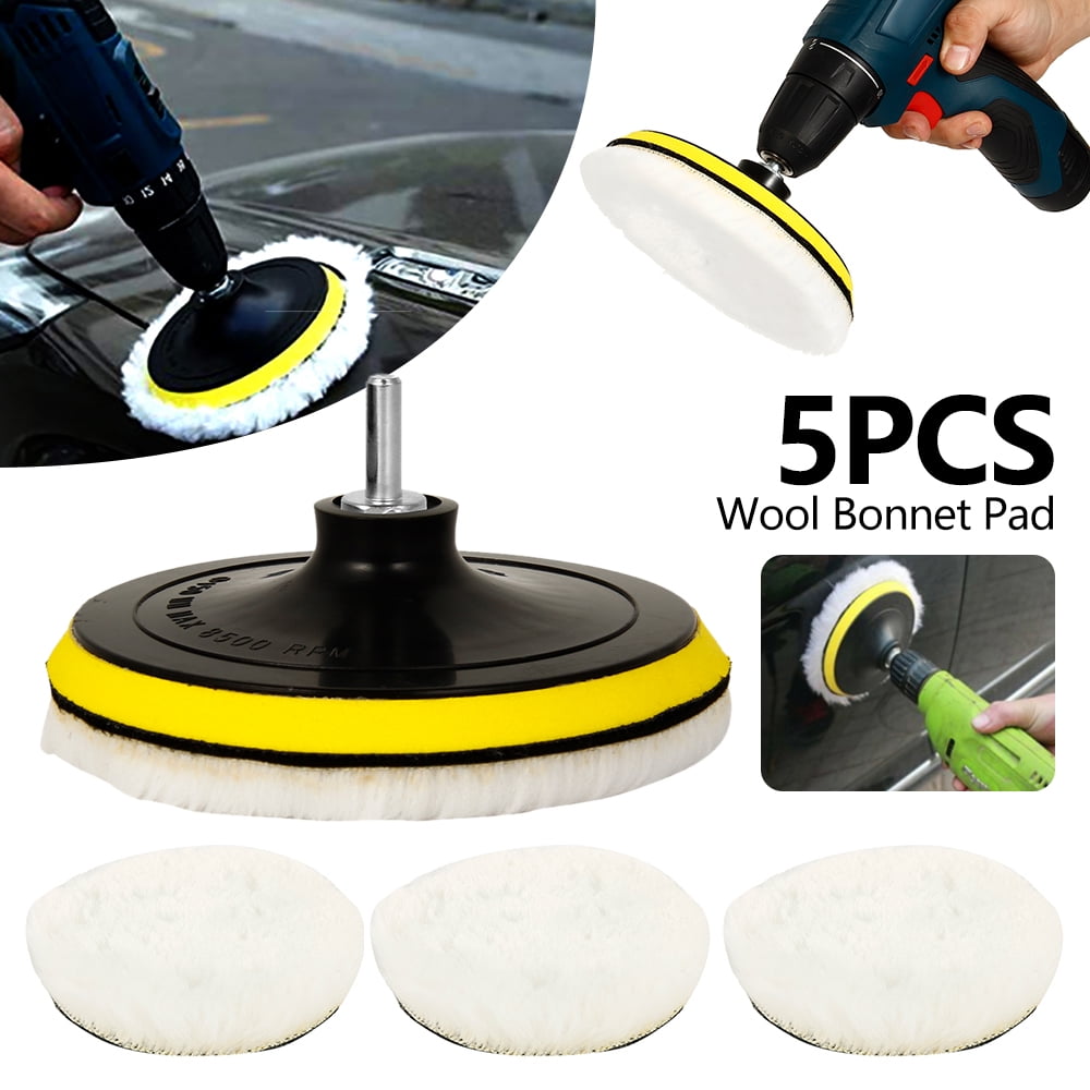 Tcwhniev 5Pc Automotive Set: 6inch Wool Polishing Bonnets, Soft Bonnet ...