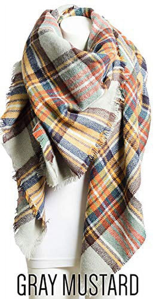 Td Collections Women's Flannel Frayed Edge Blanket Scarf, 60" x 55 ...