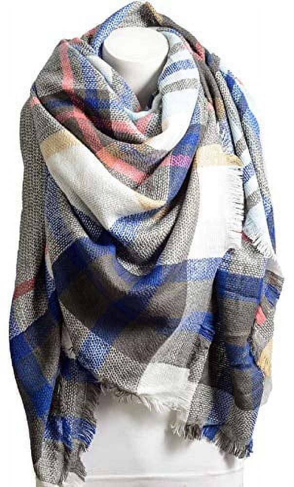 Td Collections Women's Flannel Frayed Edge Blanket Scarf, 60" x 55 ...
