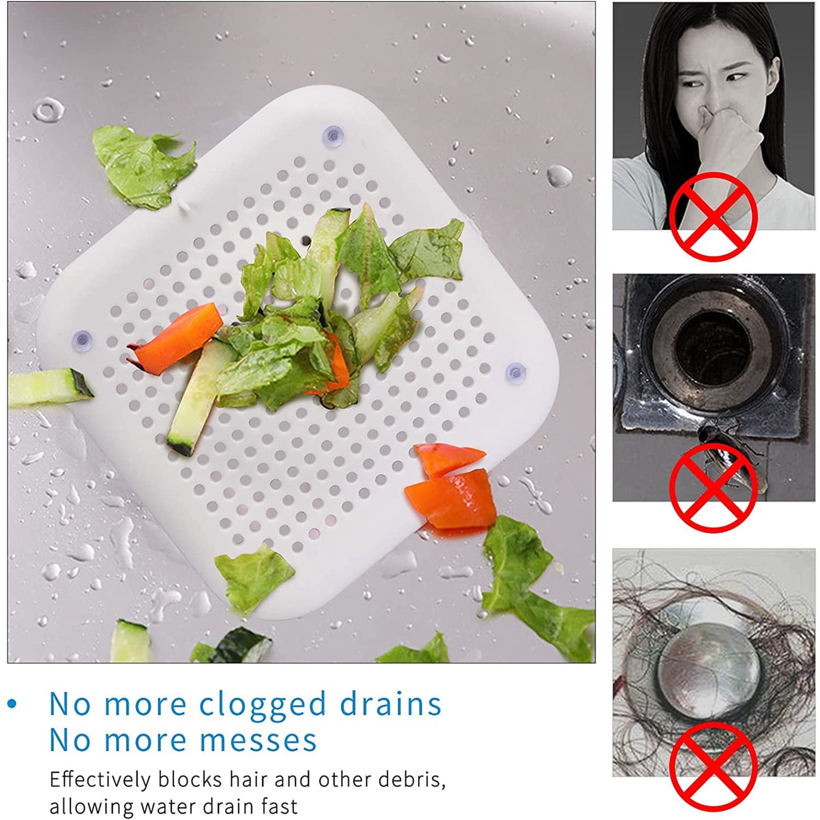 Tdoenbutw Clearance Drain Hair Catcher Silicone Shower Drain Hair ...