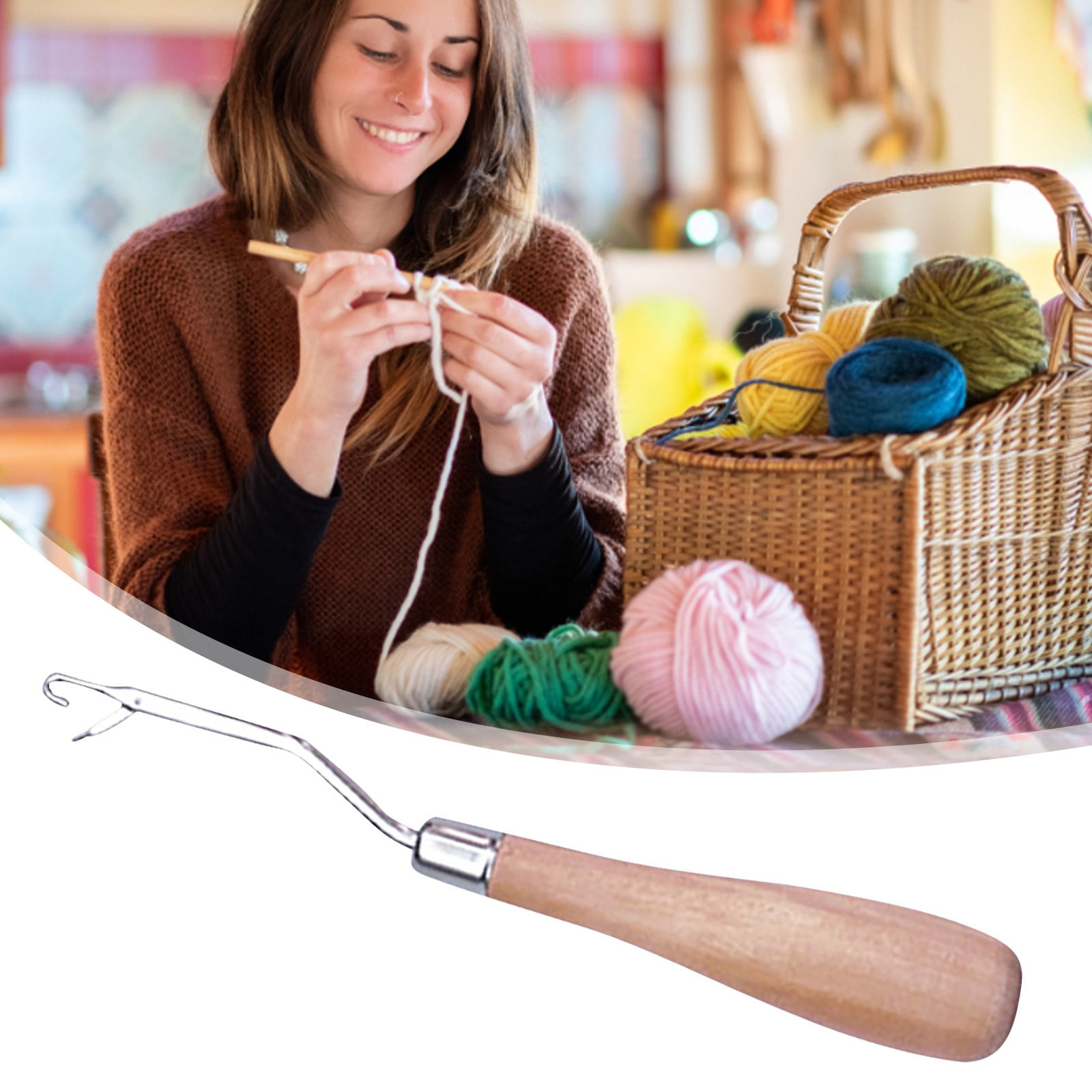 Tdoenbutw Clearance Wooden Bent Hook Tool Crochet Hook Knitting Tool ...