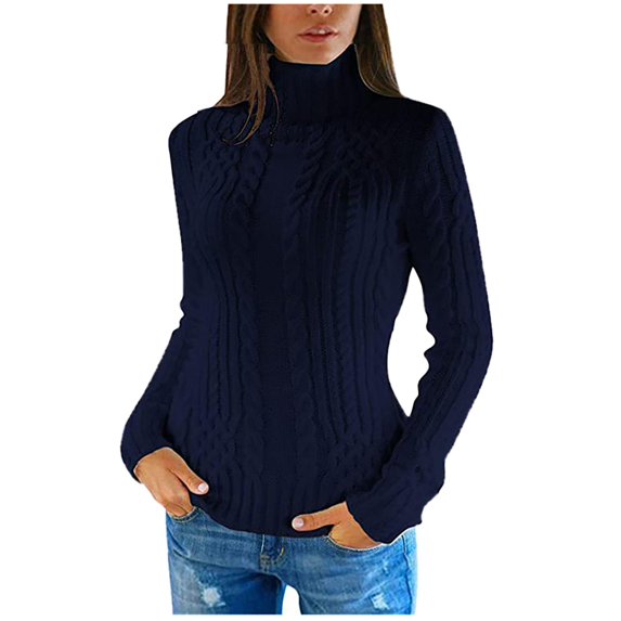 Tdoqot Fall Sweaters for Women- Long Sleeve Fashion Turtleneck Womens ...