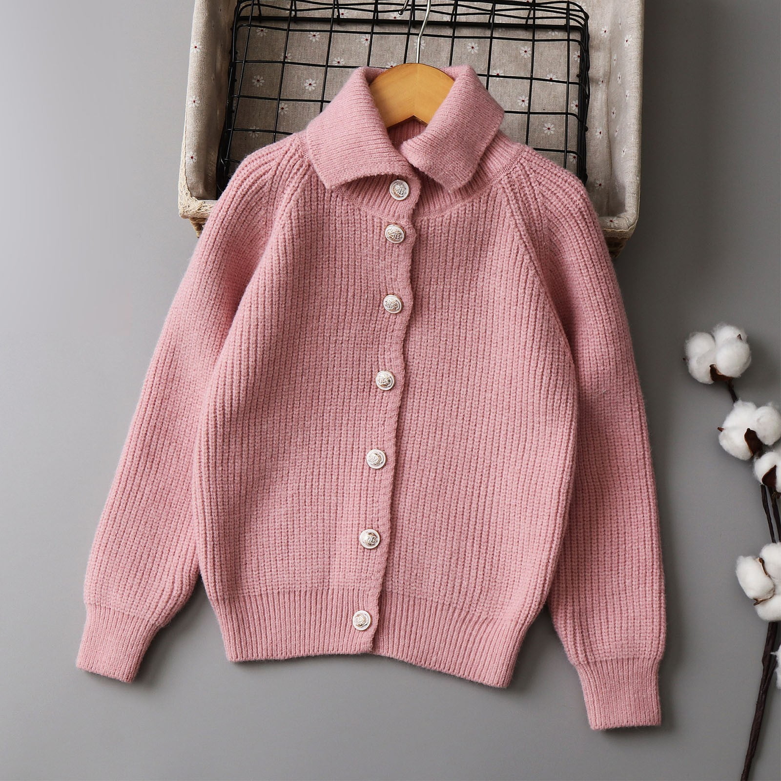 Tdoqot Girls Cardigan Sweater- Turndown Collar Casual Warm Button up ...