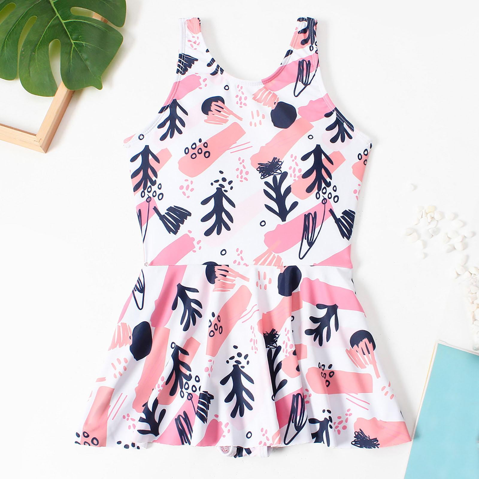 Tdoqot Girls Swimsuits One Piece Tankinis- Modest Print Summer Bathing ...