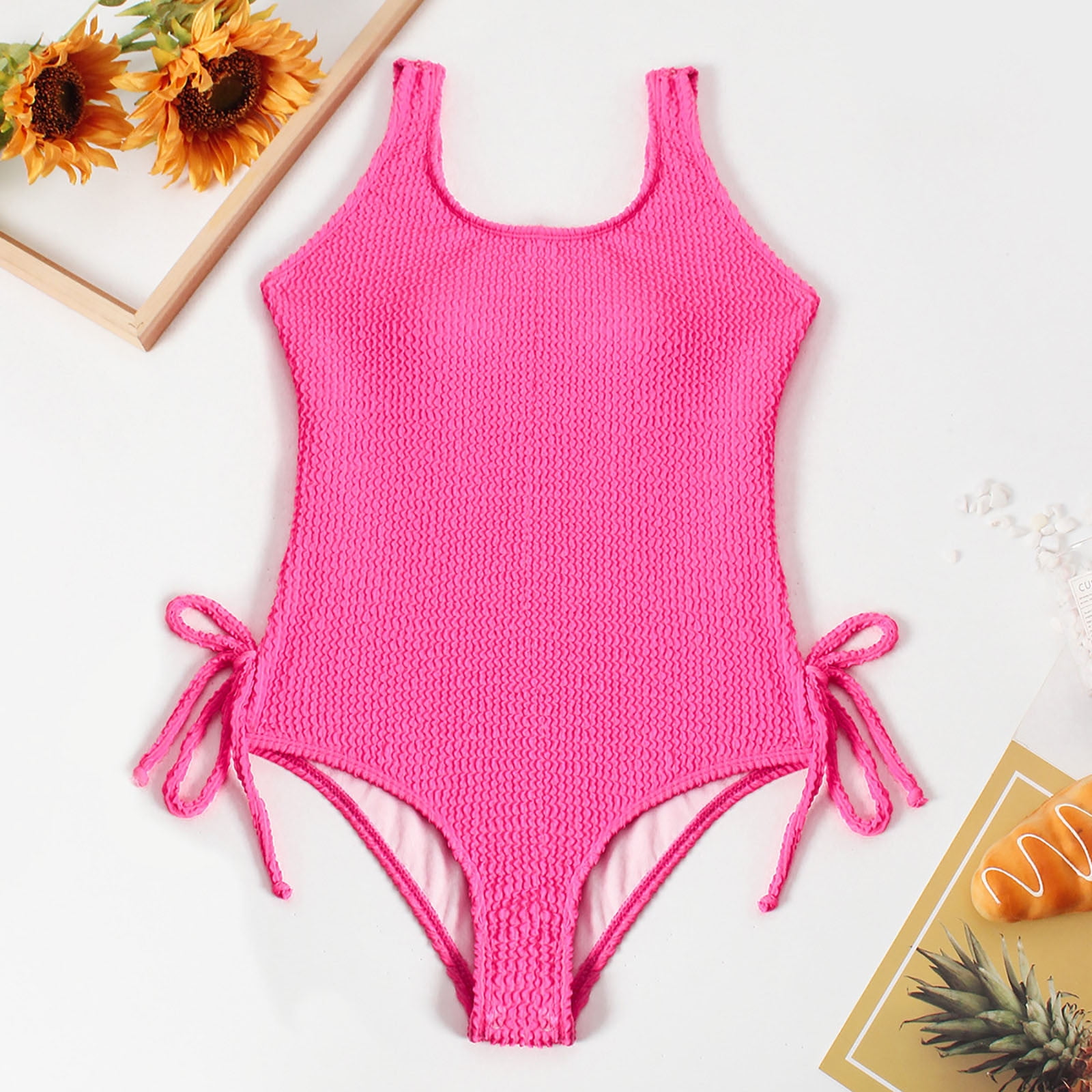 Tdoqot Solid Color Modest Summer Pink One Piece Swimsuits, Sizes 16-18 ...