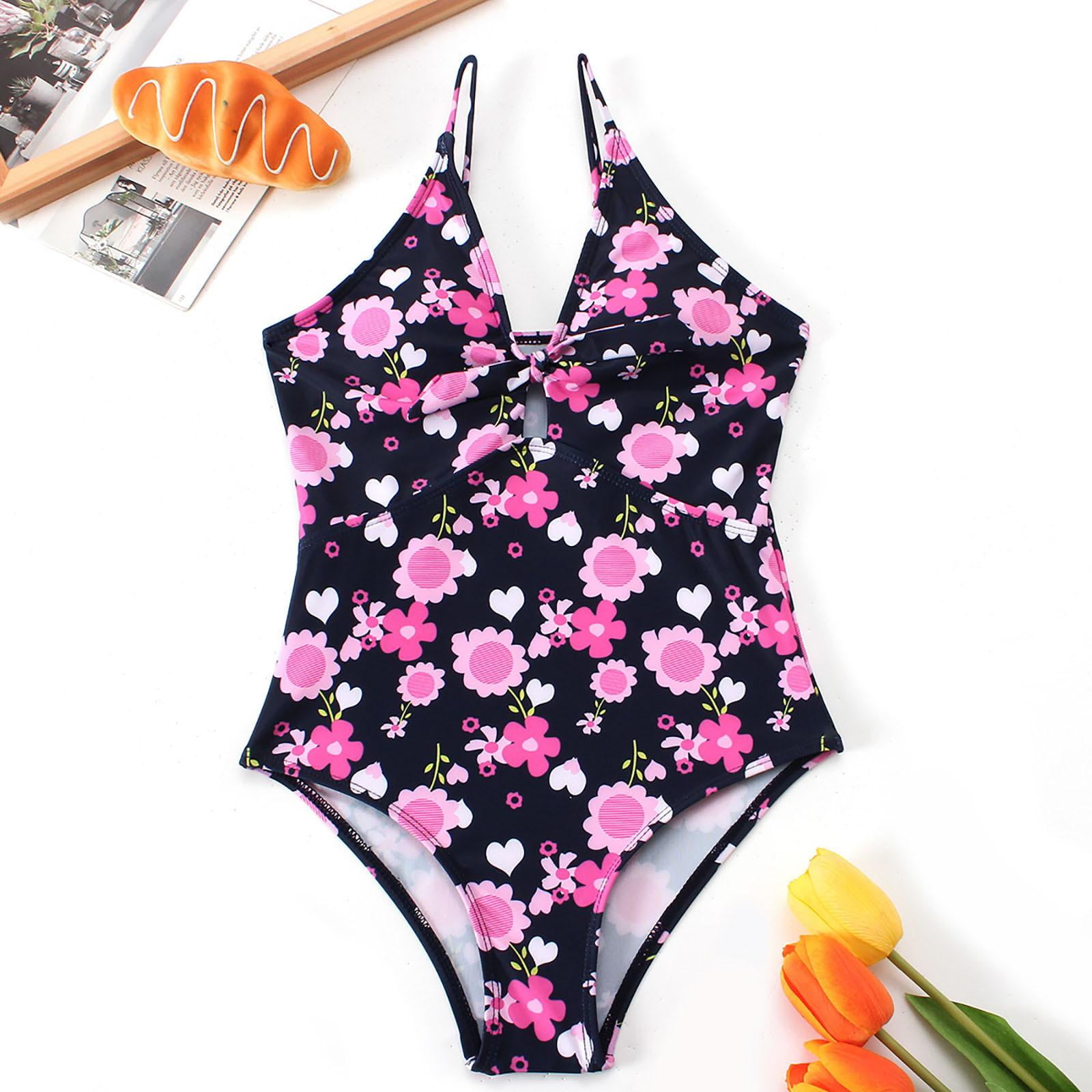 Tdoqot Girls Swimsuits One Piece Tankinis- Summer Floral Print Modest ...