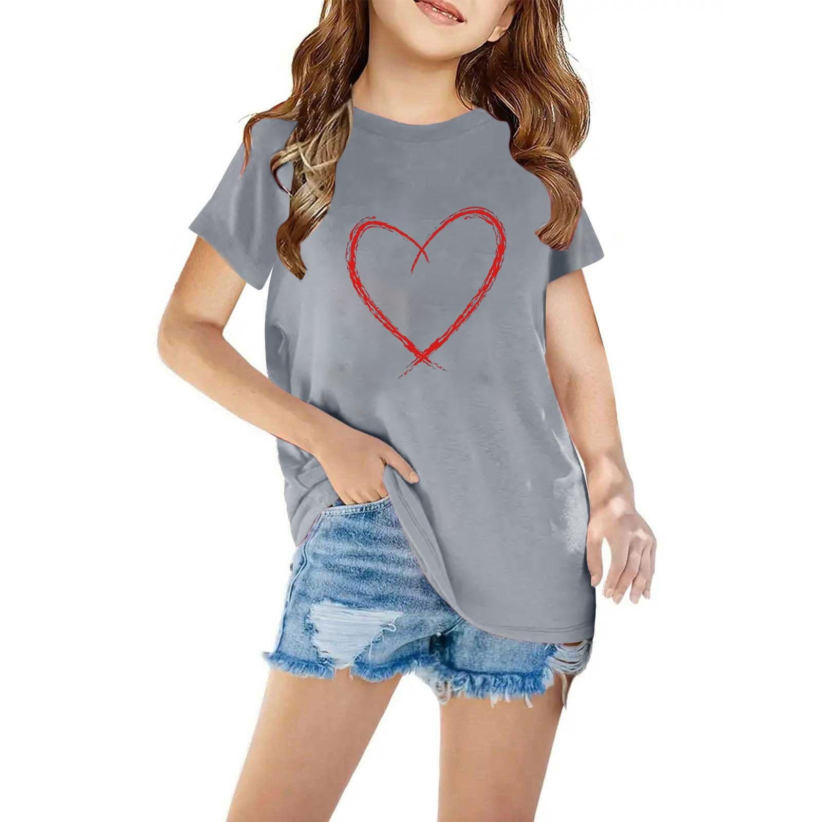 Tdoqot Little Girls Cute T Shirts- Cotton Casual Print Short Sleeve ...
