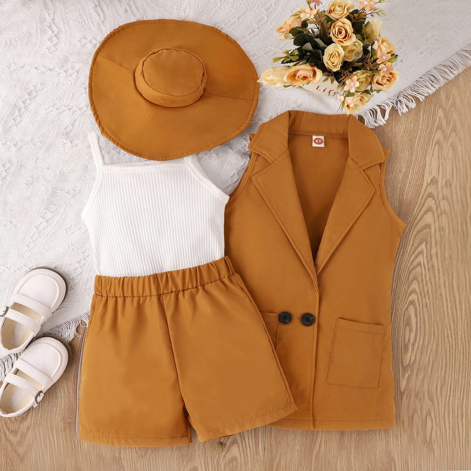 Tdoqot Little Girls Sleeveless Suit and Shorts- Fashion Summer Clothes ...