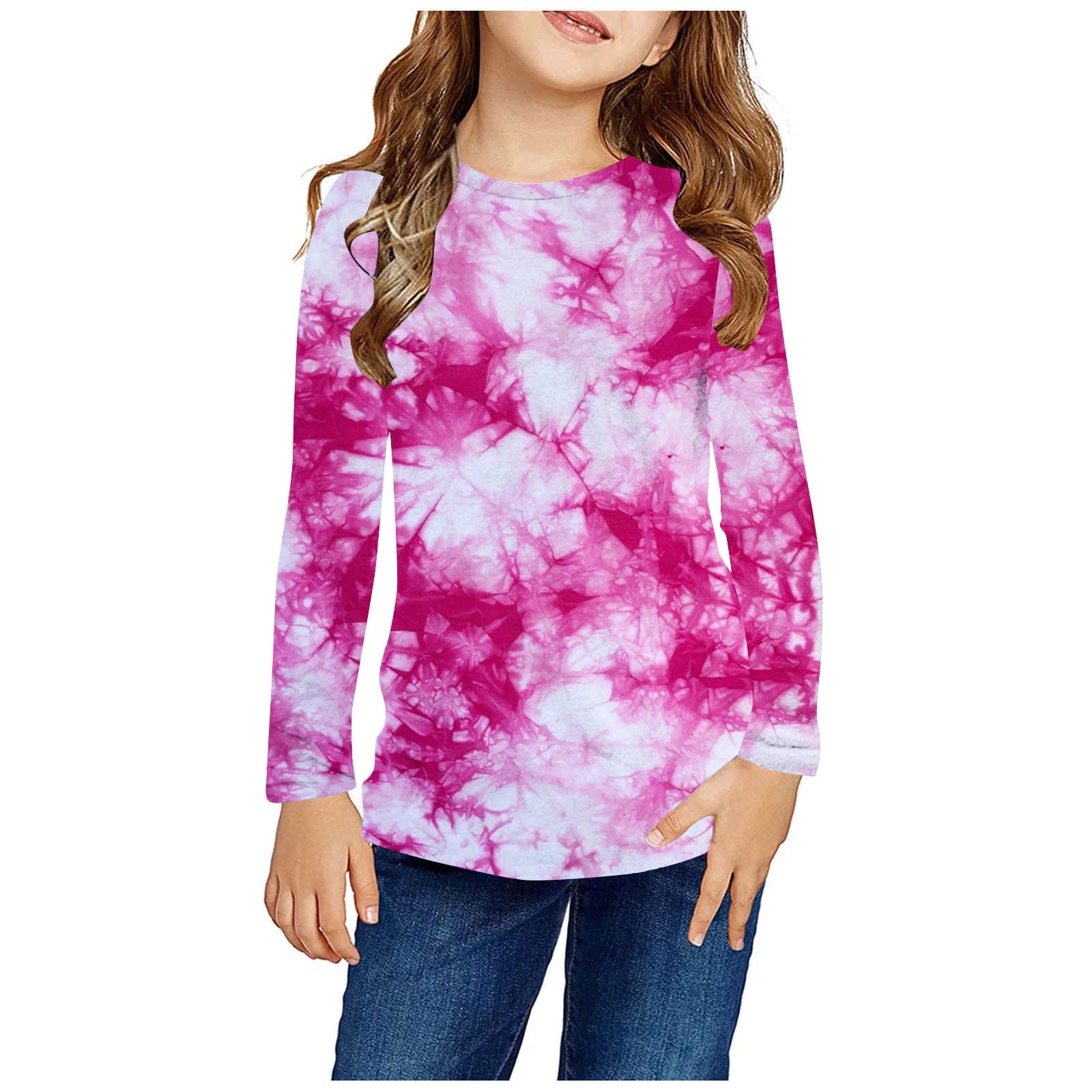 Tdoqot Little Girls Tie Dye T Shirts- Crewneck Casual Long Sleeve ...