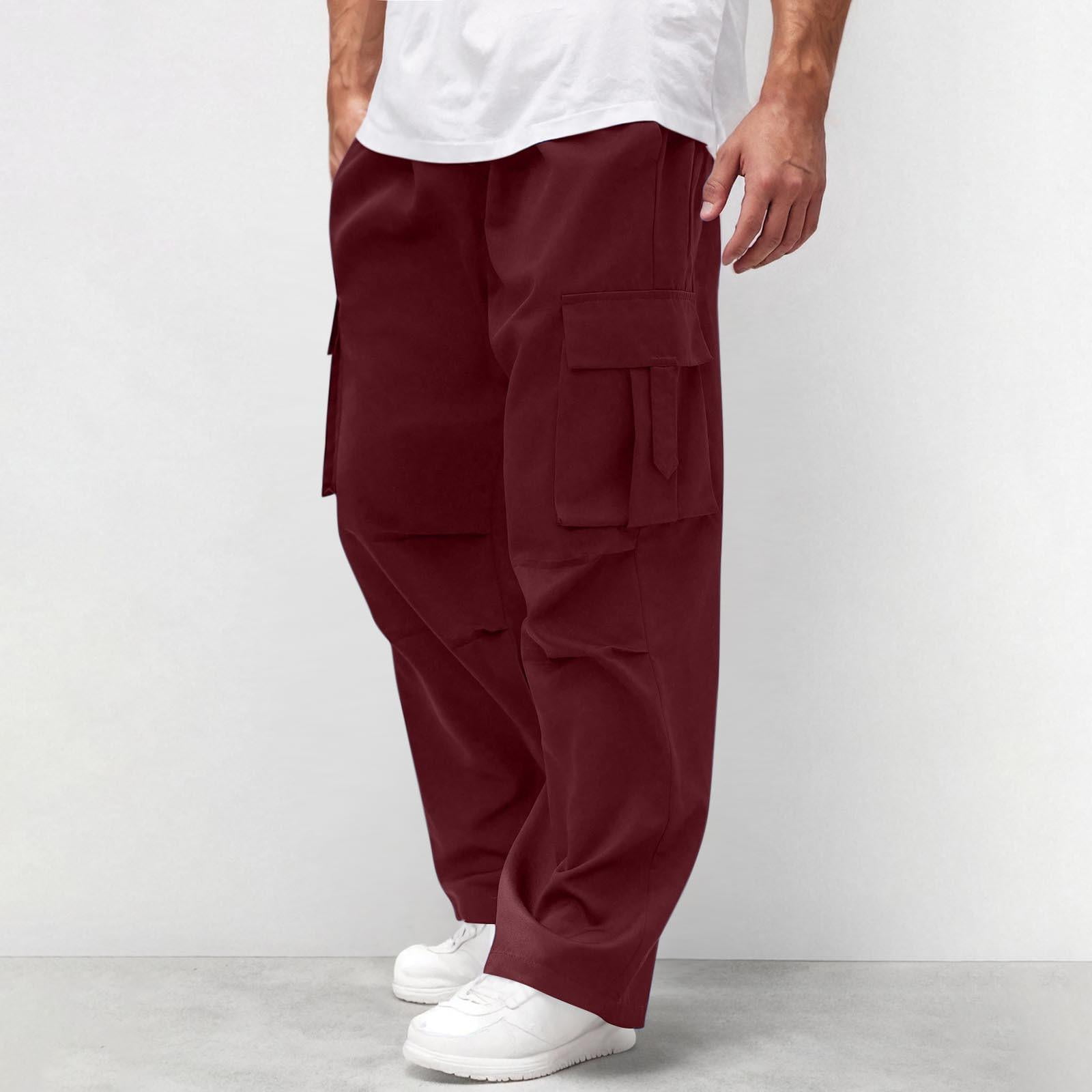 Tdoqot Mens Cargo Pants Relaxed Fit- Stretch Wide Leg Elastic Waist ...