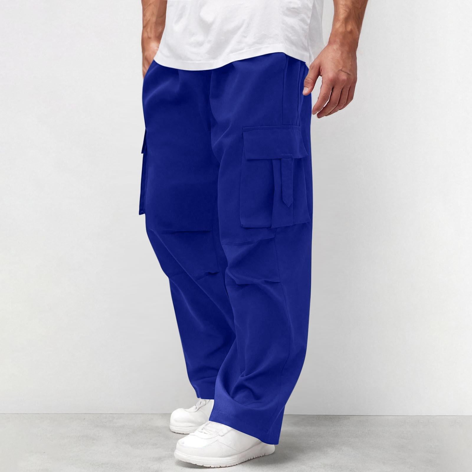Tdoqot Mens Cargo Pants Relaxed Fit- Wide Leg Elastic Waist Stretch ...