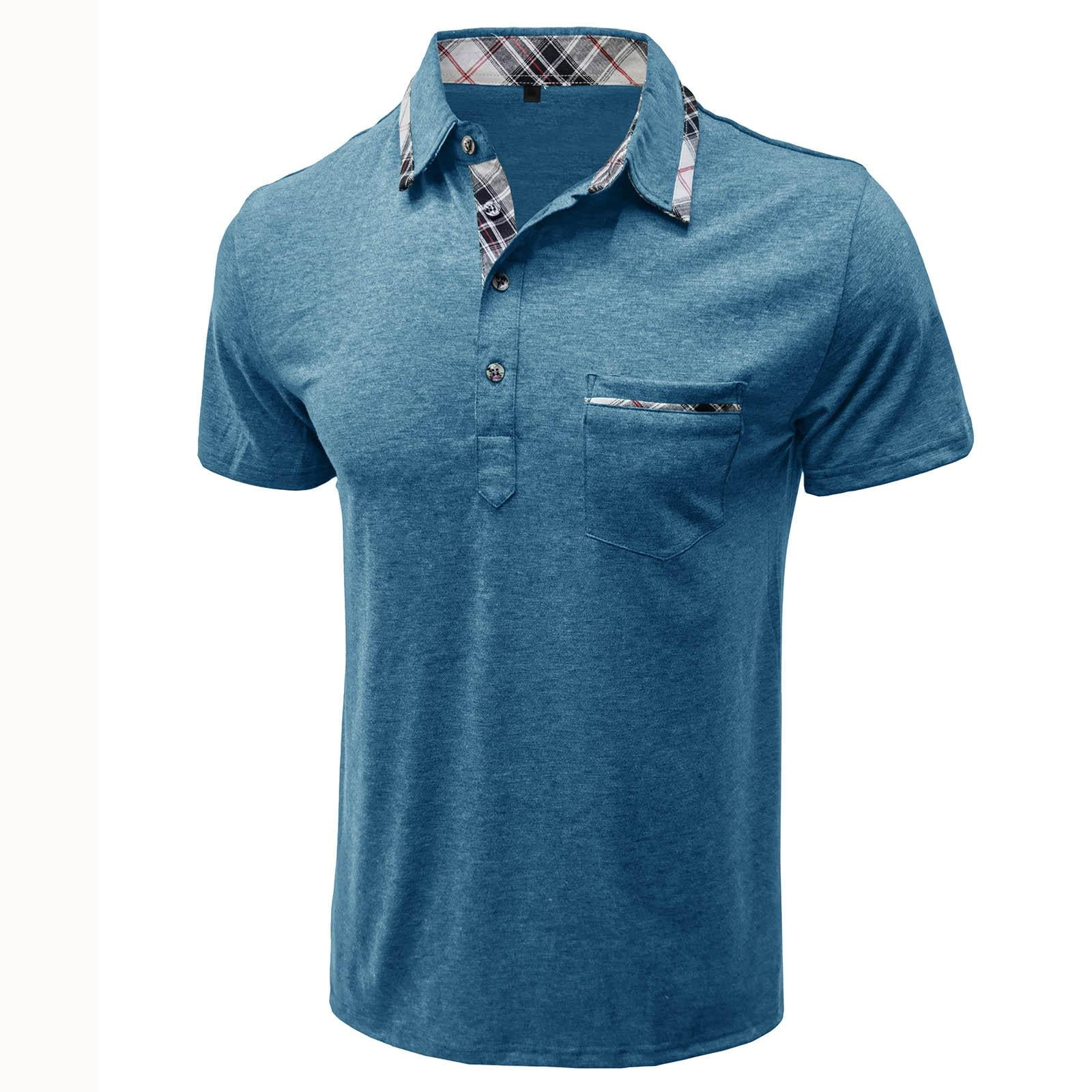 Tdoqot Men's Summer Polo Shirt, Casual Short Sleeve with Pockets ...