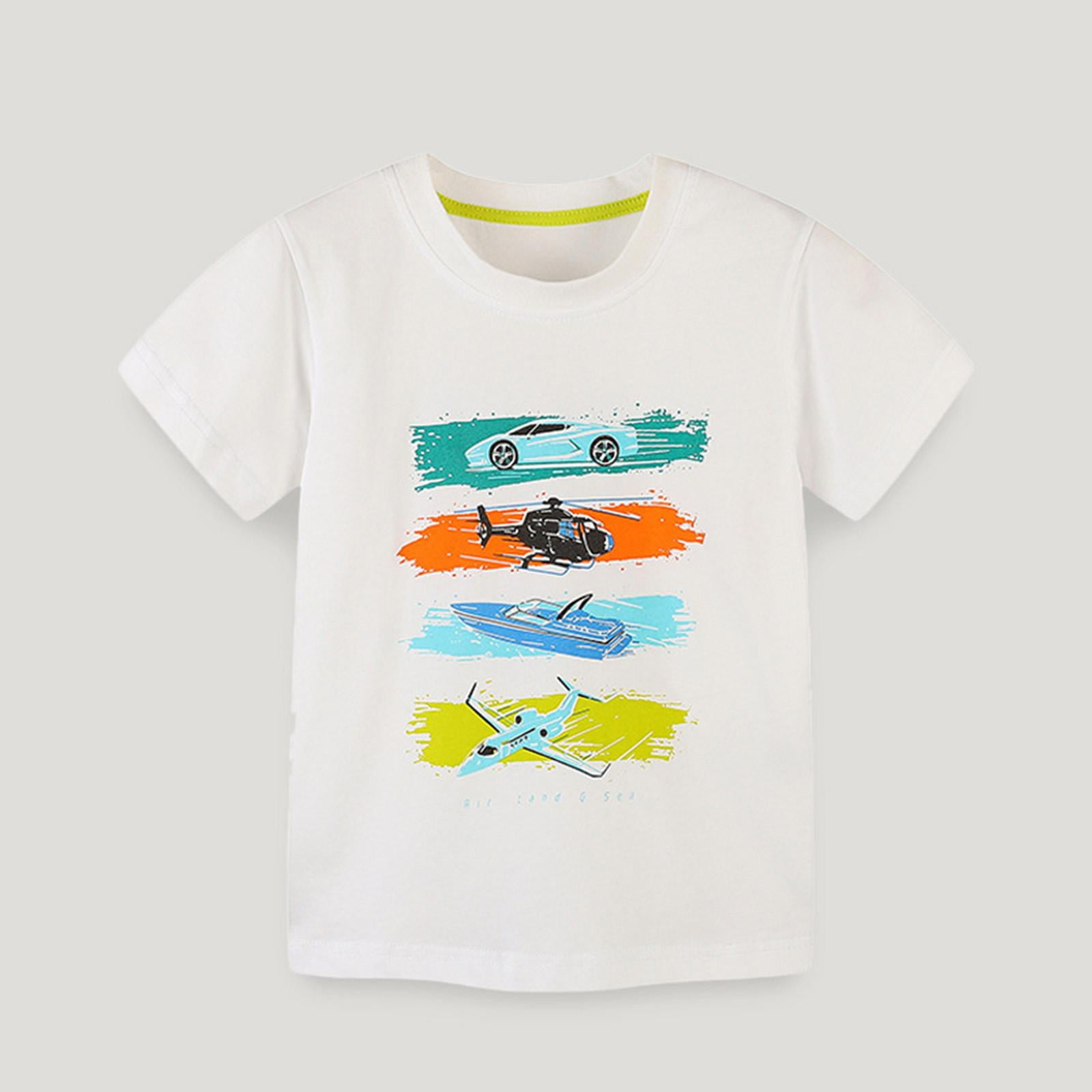 Tdoqot Toddler Boys Graphic T Shirts- Crewneck Cute Cotton Short Sleeve ...
