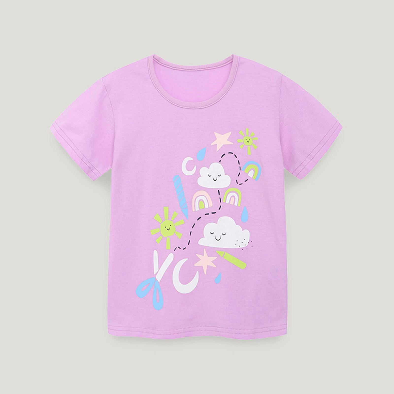 Tdoqot Toddler Girls Graphic T Shirts- Fashion Short Sleeve Crewneck ...