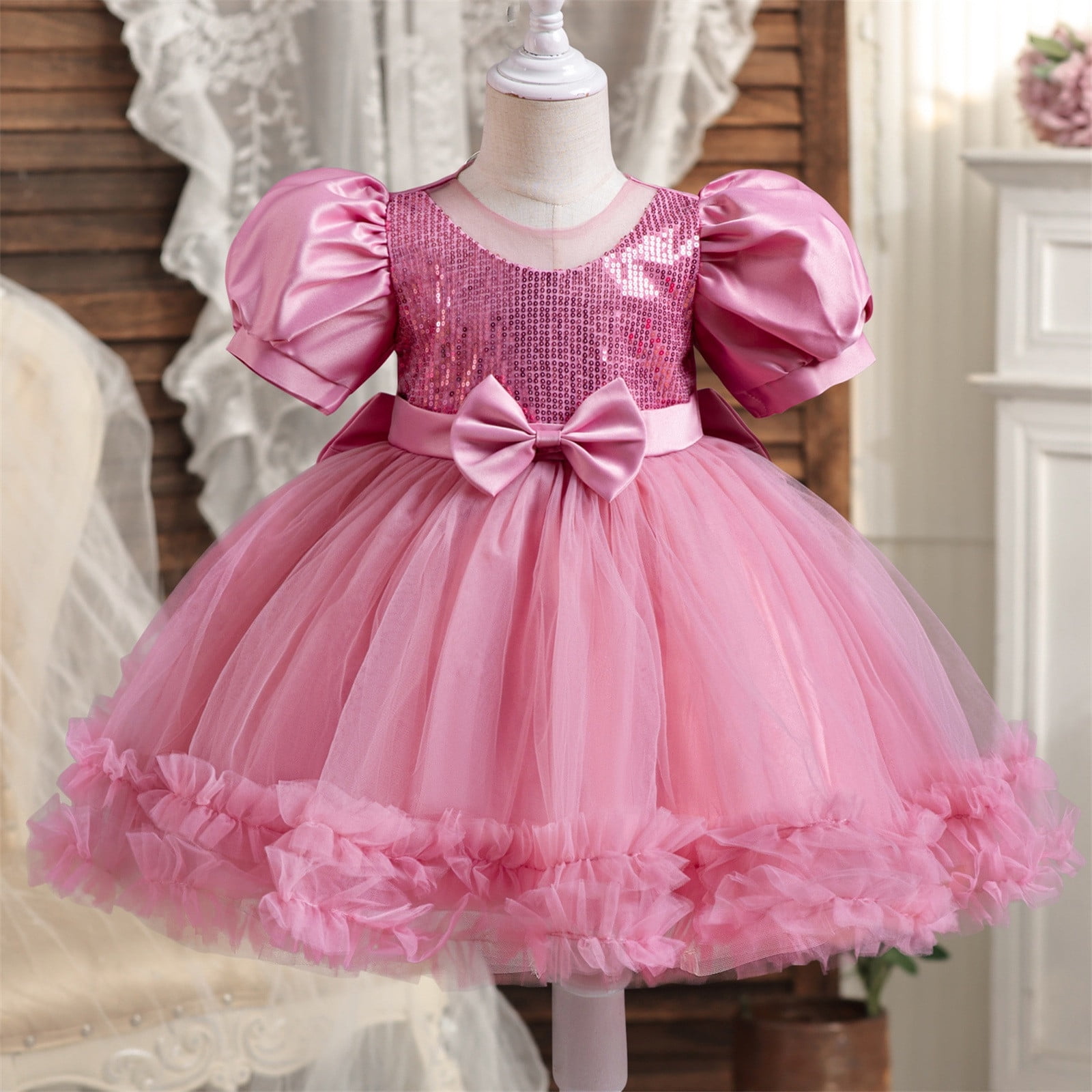 Tdoqot Toddler Girls Prom Dresses- Kids Clothes Sequin Summer Short ...