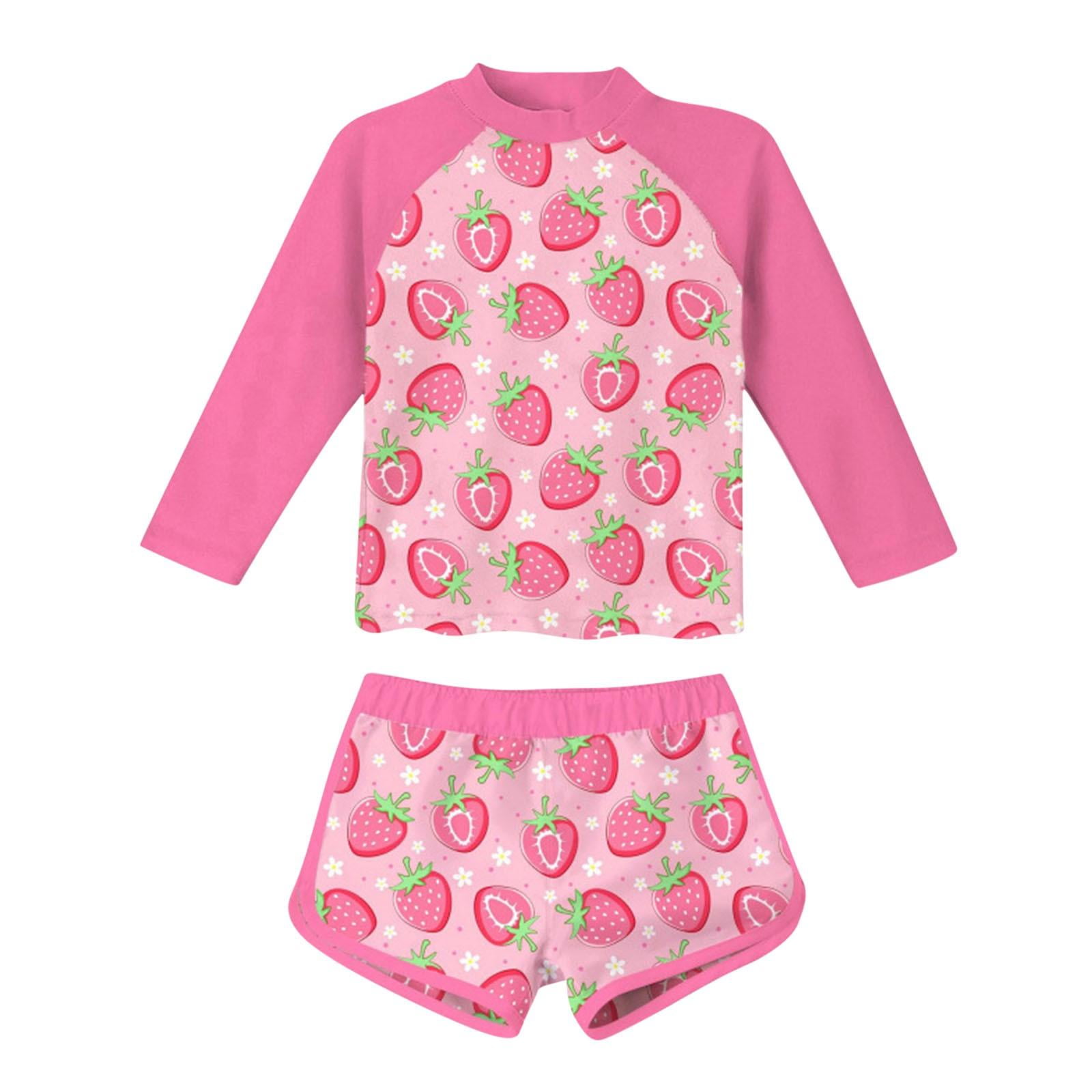 Tdoqot Toddler Girls Rash Guard Swimsuits 2PC- Beach Swimwear Long ...