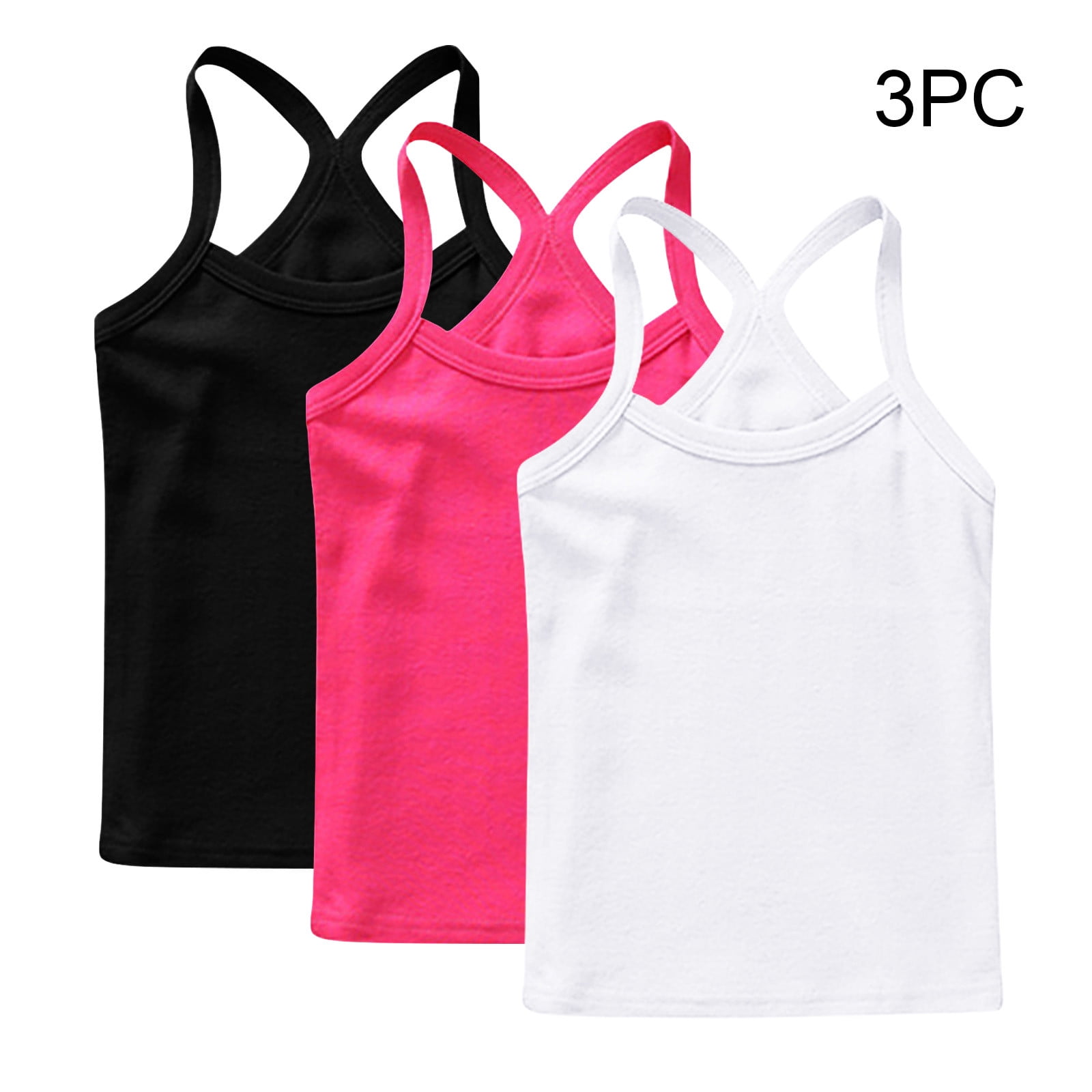 Tdoqot Toddler Girls Tank Tops 3 PC- Racerback Sleeveless Soft Cotton ...