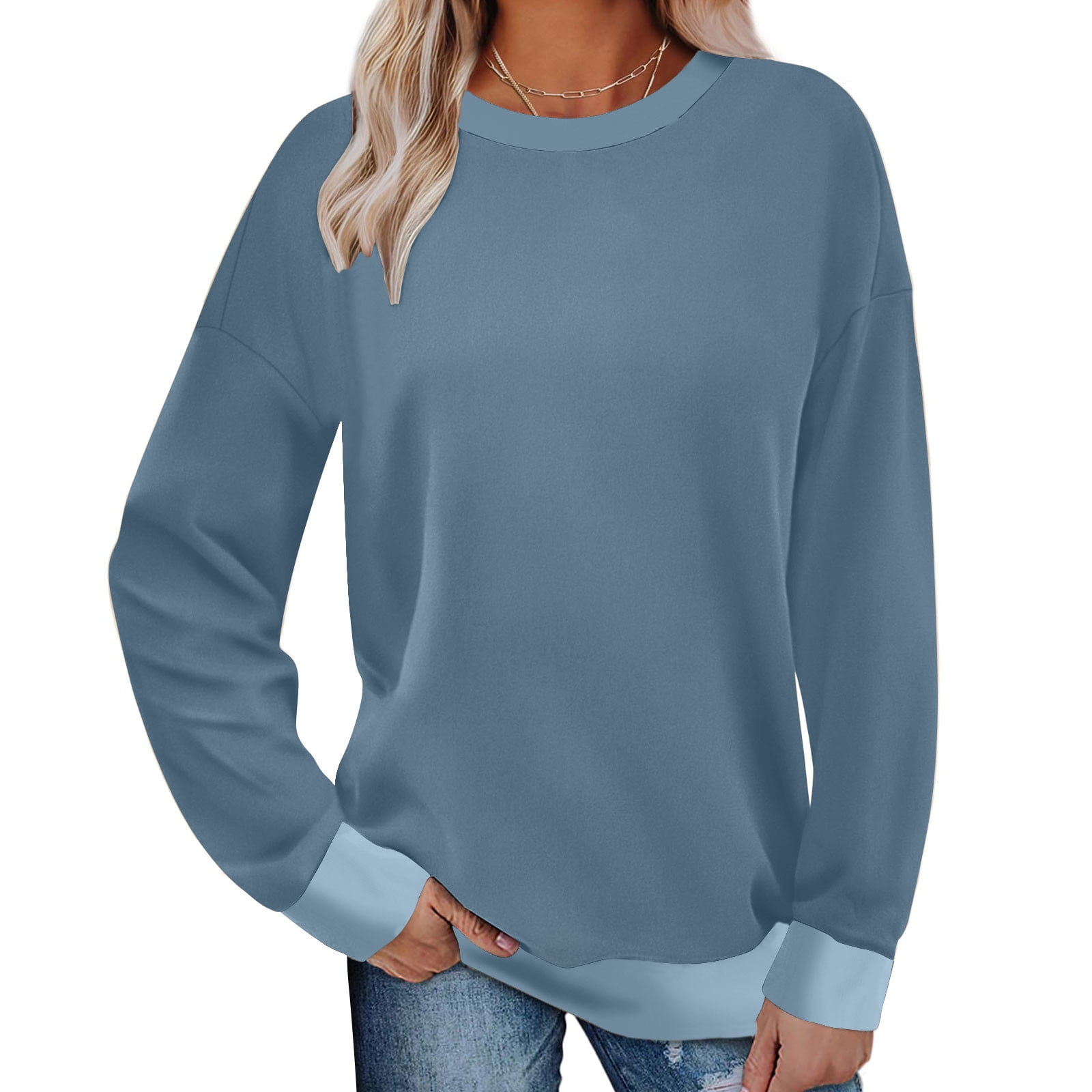 Tdoqot Womens Fleece Sweatshirt Tops- Long Sleeve Loose Fit Casual Soft ...