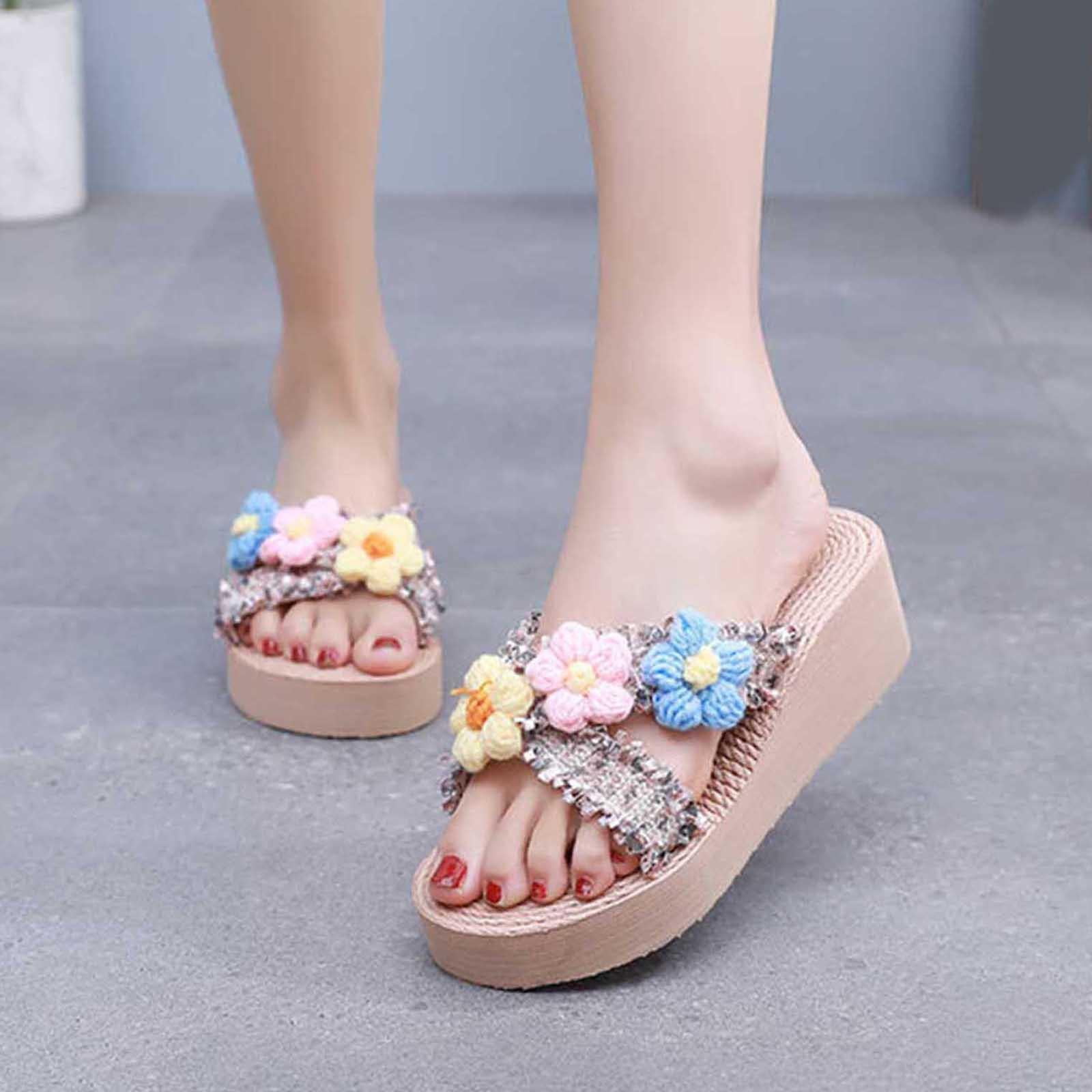 Tdoqot Womens Slides Sandals- Beach Comfortable Cute Summer Chunky ...