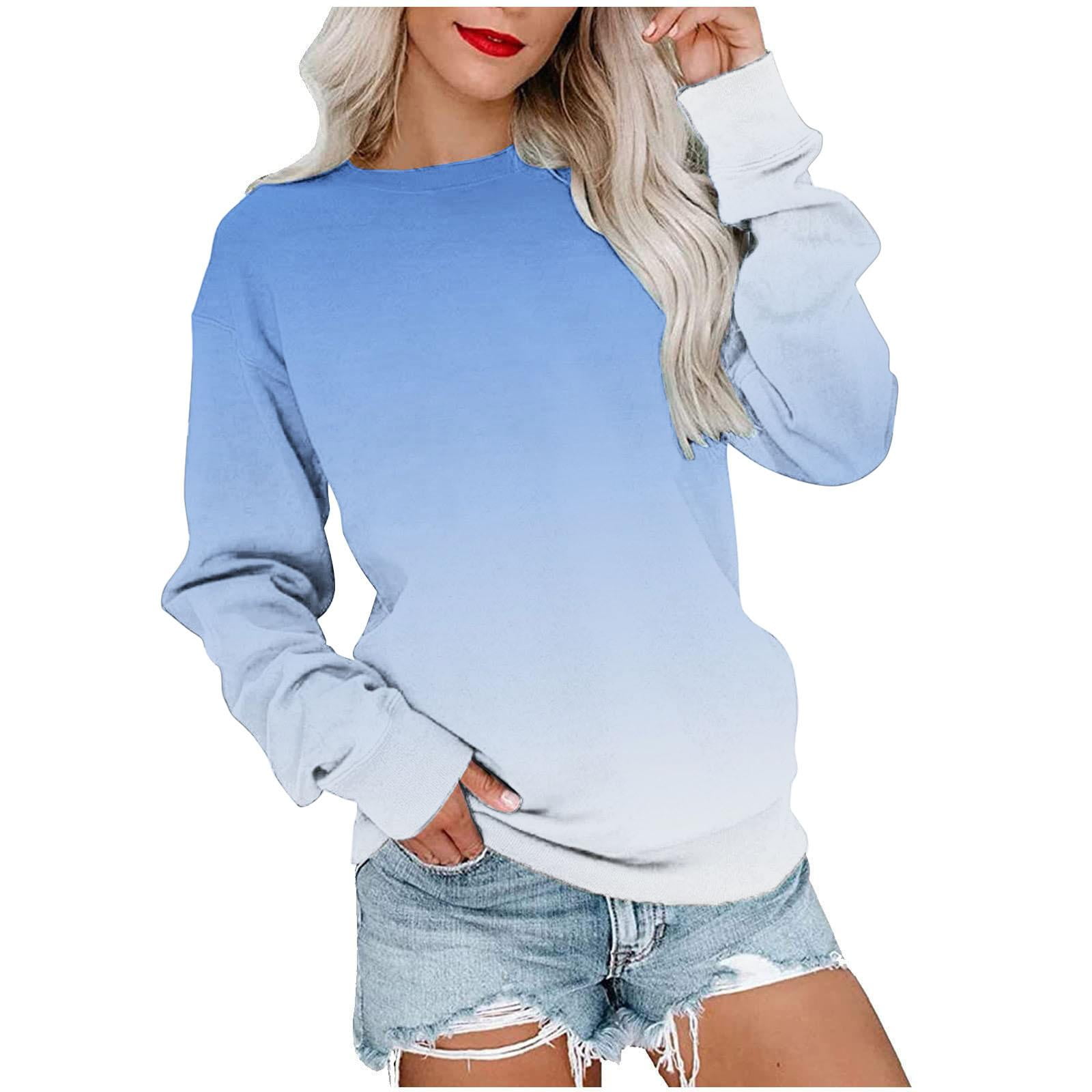 Tdoqot Womens Sweatshirts- Loose Fit Long Sleeve Crewneck Gradient ...