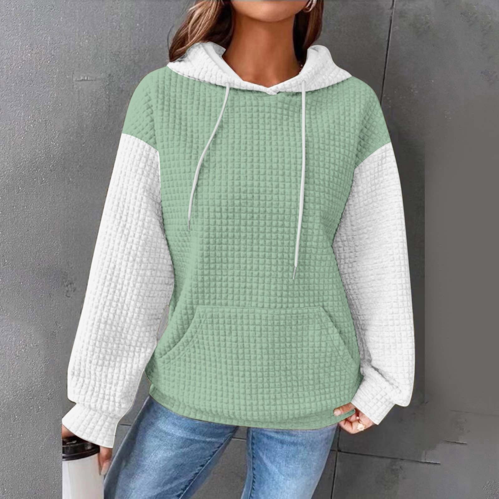 Tdoqot Womens Waffle Knit Hoodies- Long Sleeve Casual Pullover Color ...