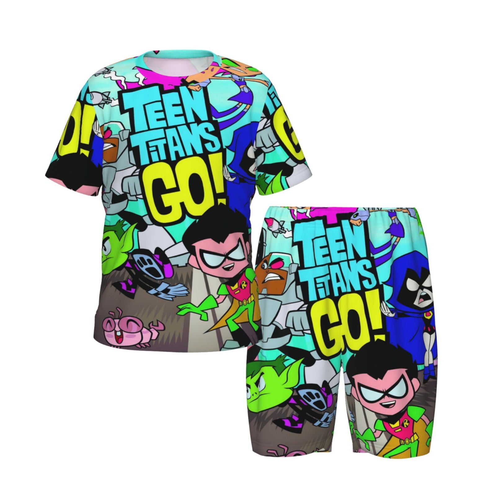 Te-en Titans Go 2-Piece Cozy Pajamas Short Sleeve Cool Summer Short Set ...