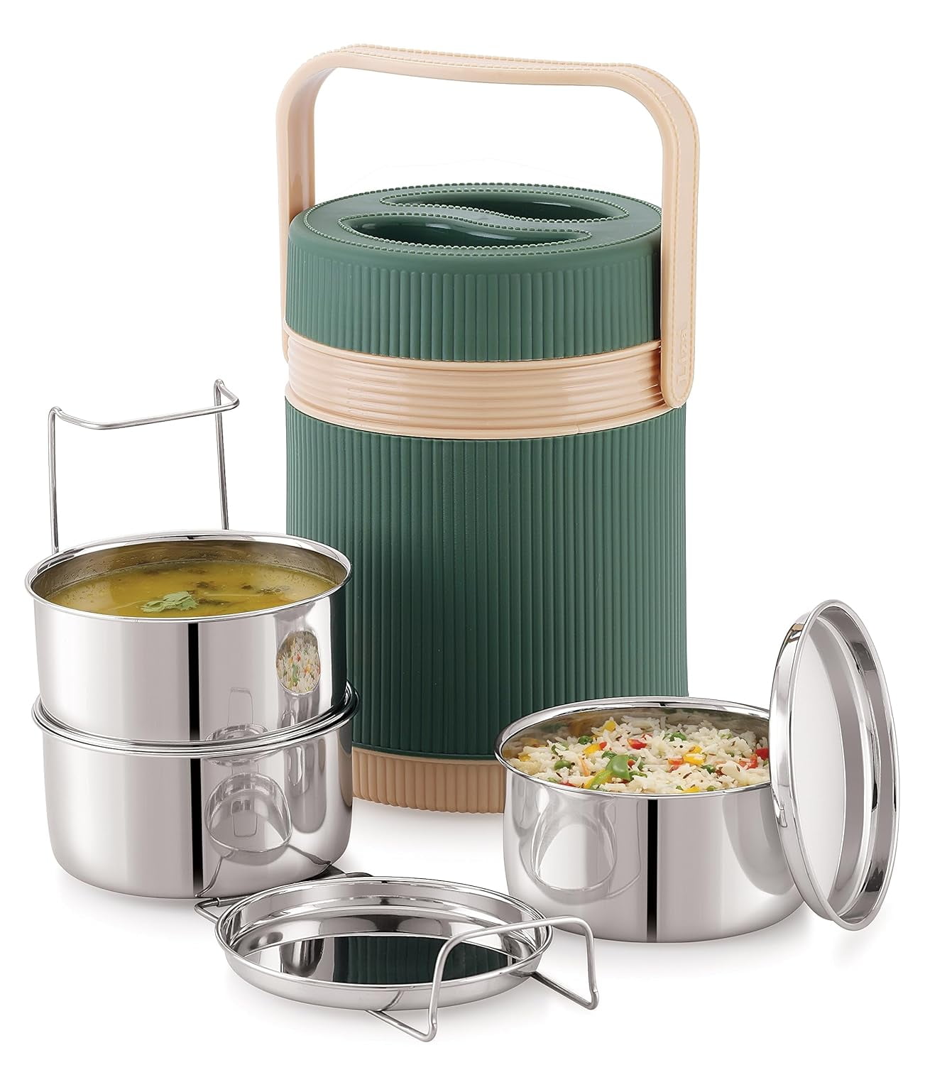 TeDeMel Designer Insulated Stainless Steel Tiffin 3 Tier Compartment ...