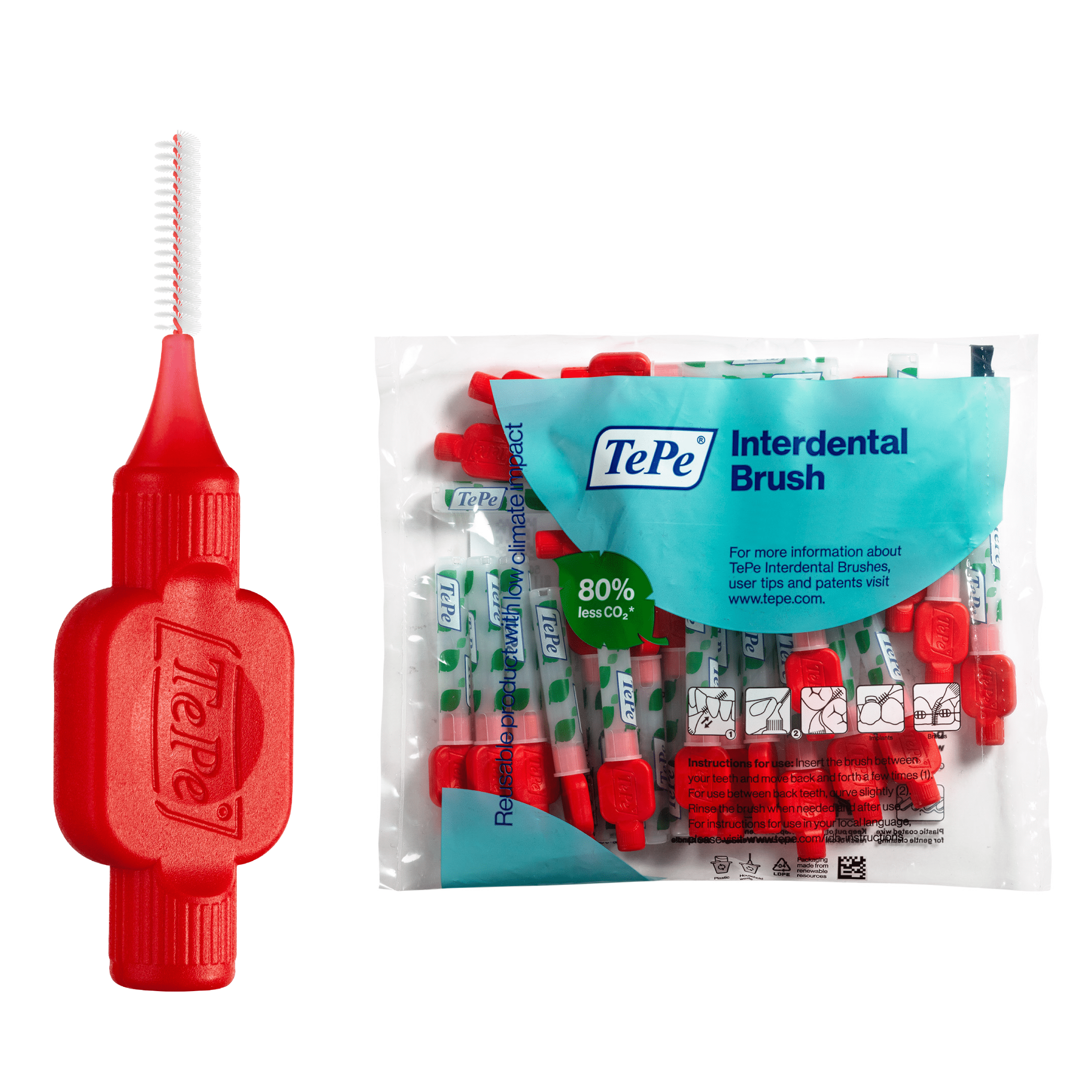 TePe Interdental Brush Original, Soft Dental Brush, Pack of 25, 0.5 mm ...