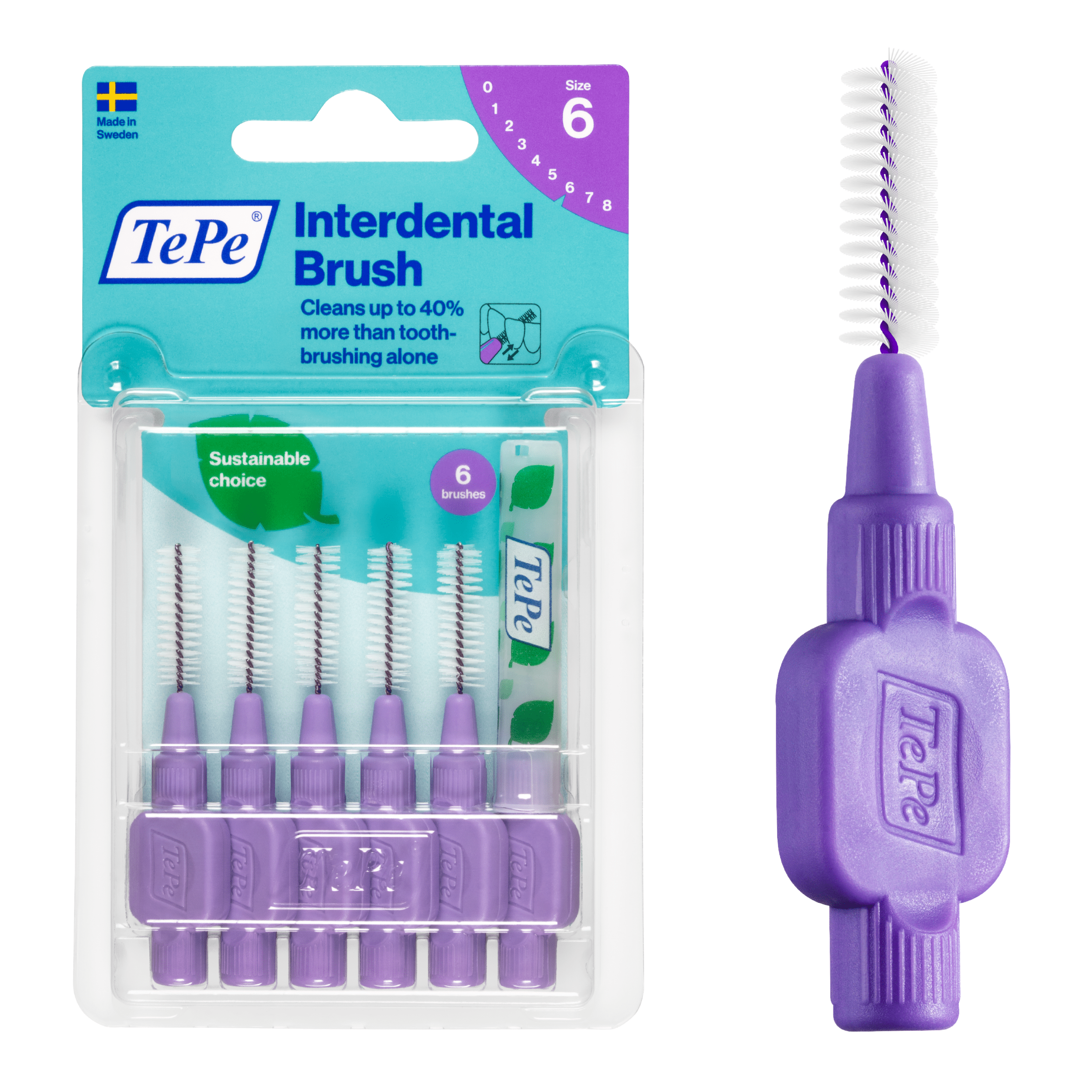 Tepe Interdental Brush Original Purple 1.1 mm for Large Gaps Soft ...