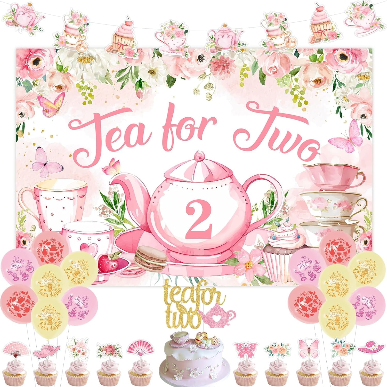 Tea 2 Year Old Girl Birthday Decorations Girls, Tea for Two Decorations ...