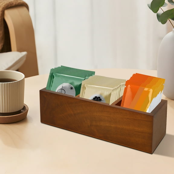 QILICHZ Rustic Wooden Tea Box and Display Holder - Handmade Tea Storage ...