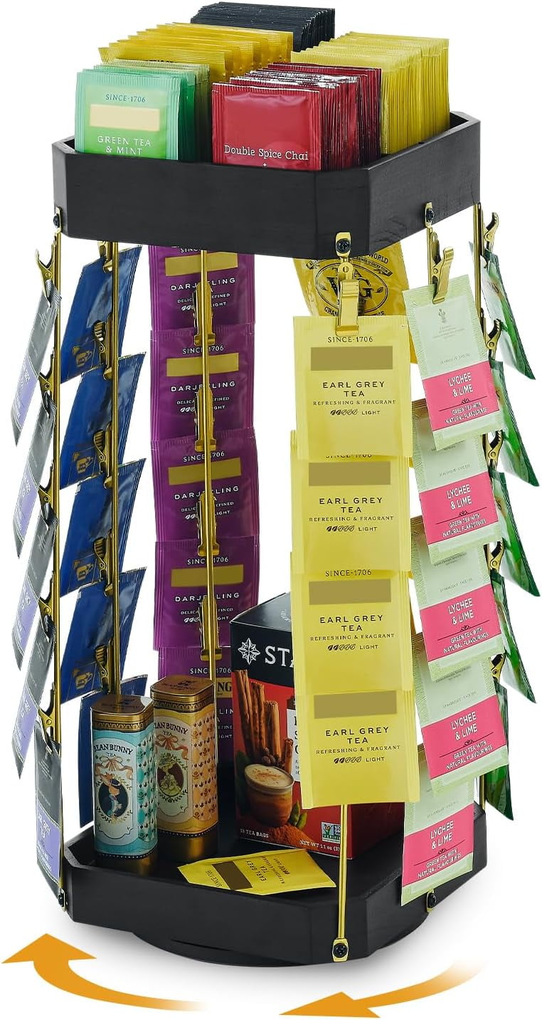 Tea Bag Organizer Display Stand, Hanging 7 Rows 35 Teabags, Top Tier 80 ...