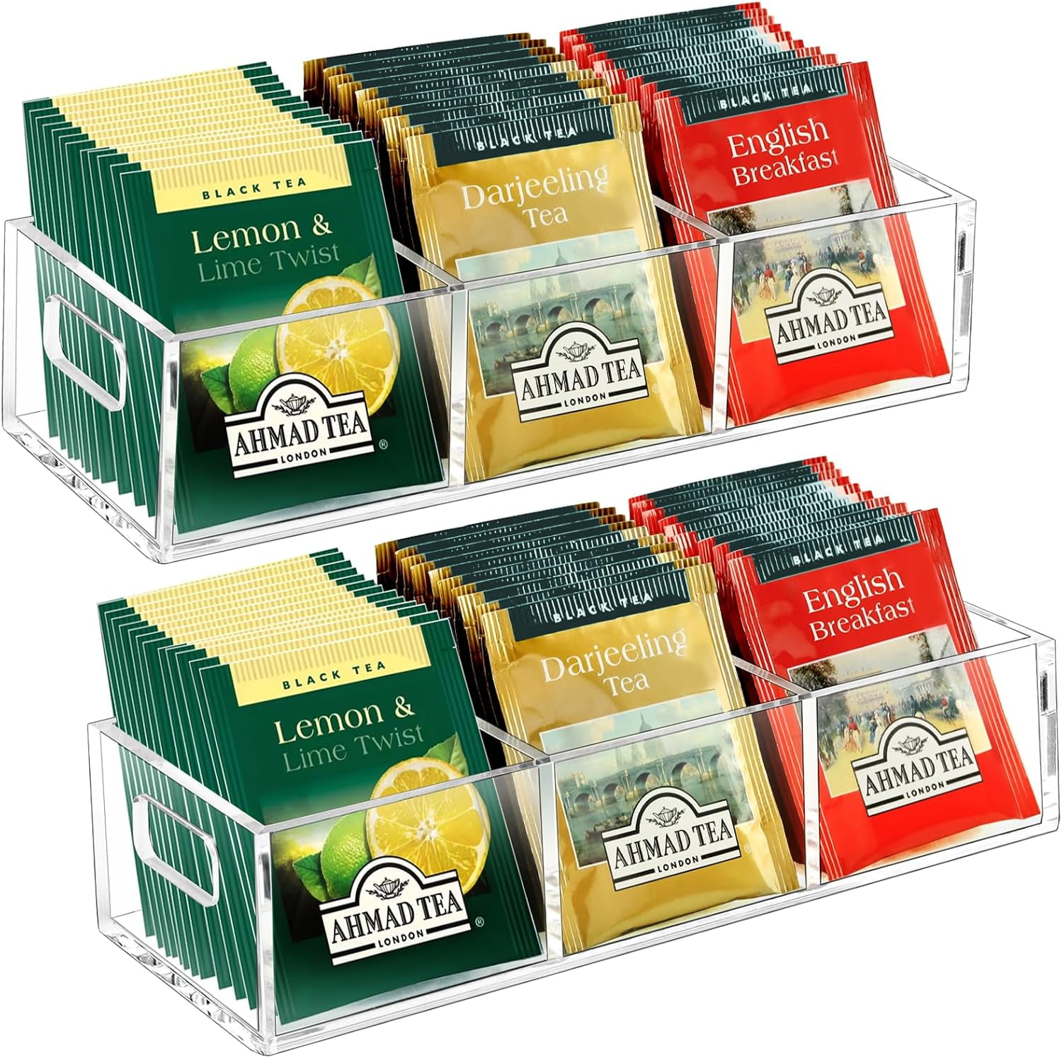 Tea Bag Organizer, Small Clear Tea Bag Holder for Drawer Kitchen ...