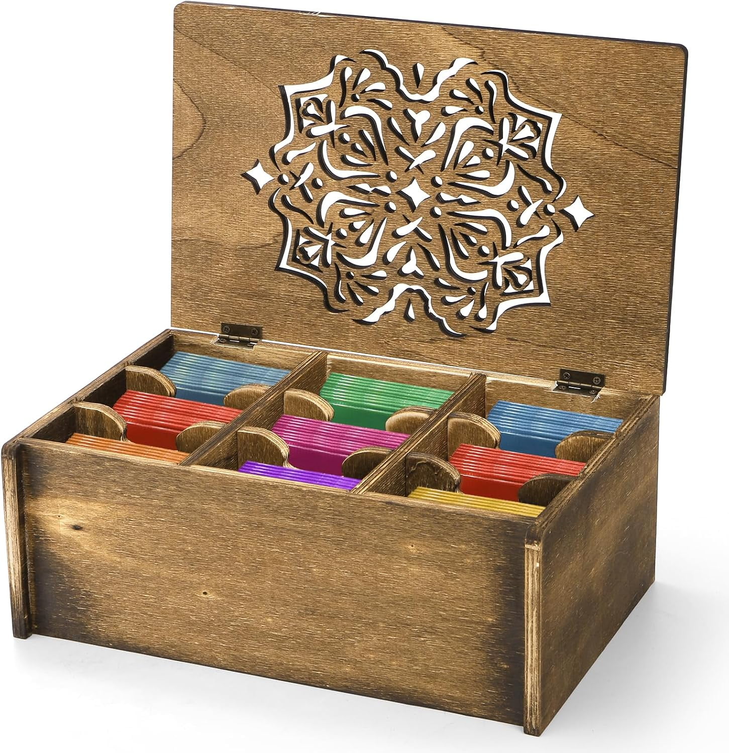 Tea Bag Organizer Storage Box, Wood Tea Holder Box, 9 Compartments Teas ...