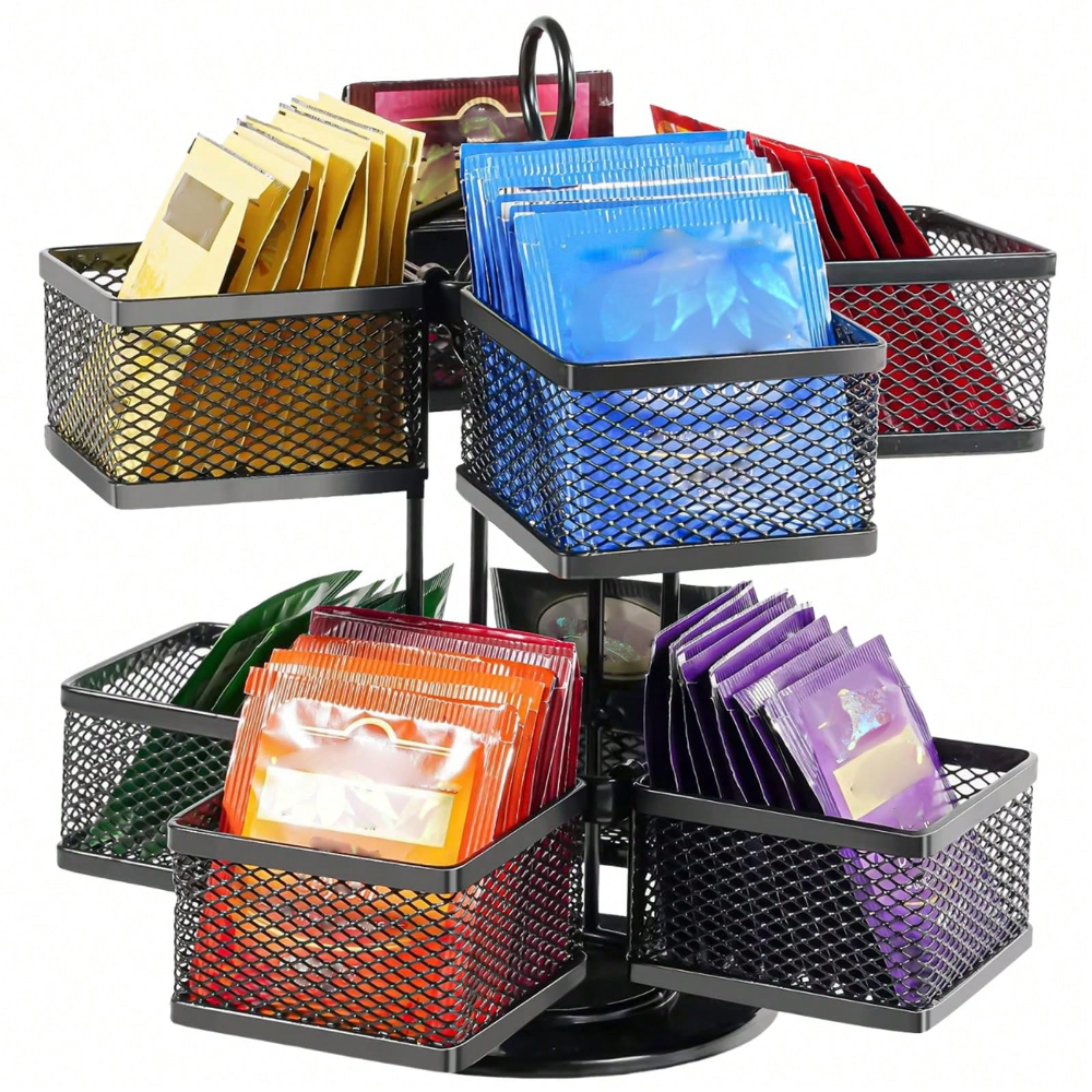 Tea Bag Organizer Storage Holder 360-Degrees Spinning Carousel, 8 ...