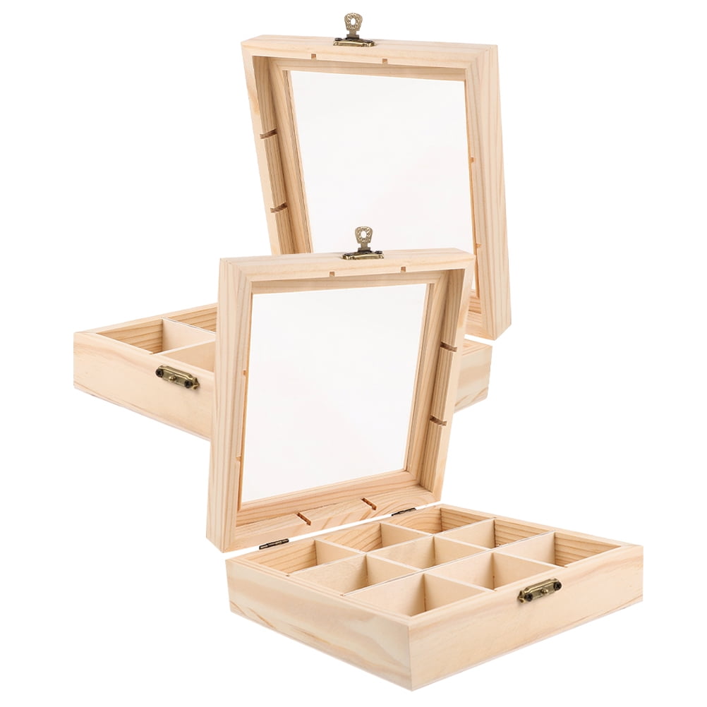 Tea Bag Storage Box 2 Pcs Wood Organizer with Lid Coffee Boxes ...