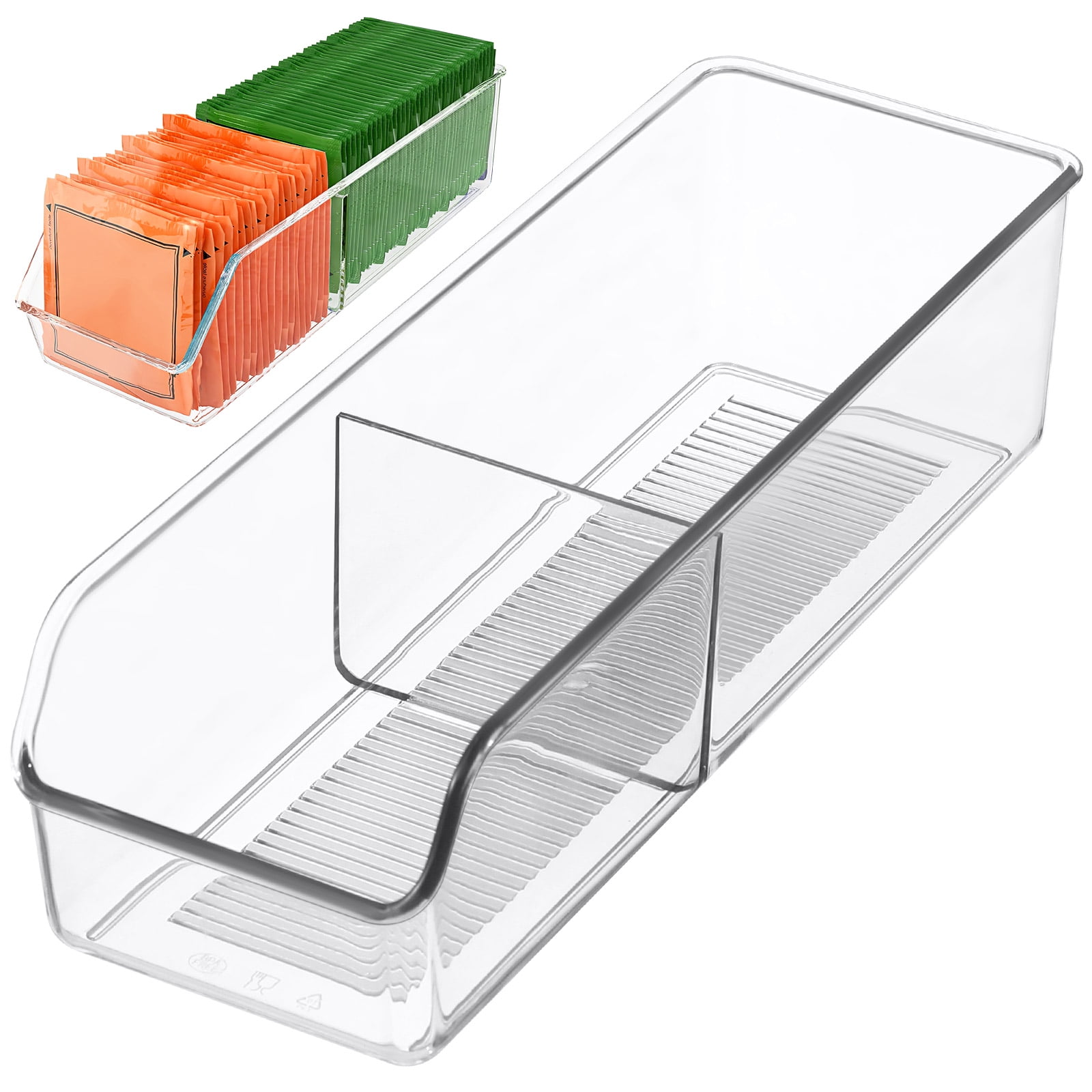 Tea Bag Storage Box Dividers Cabinet Stackable Crate Black Bins ...